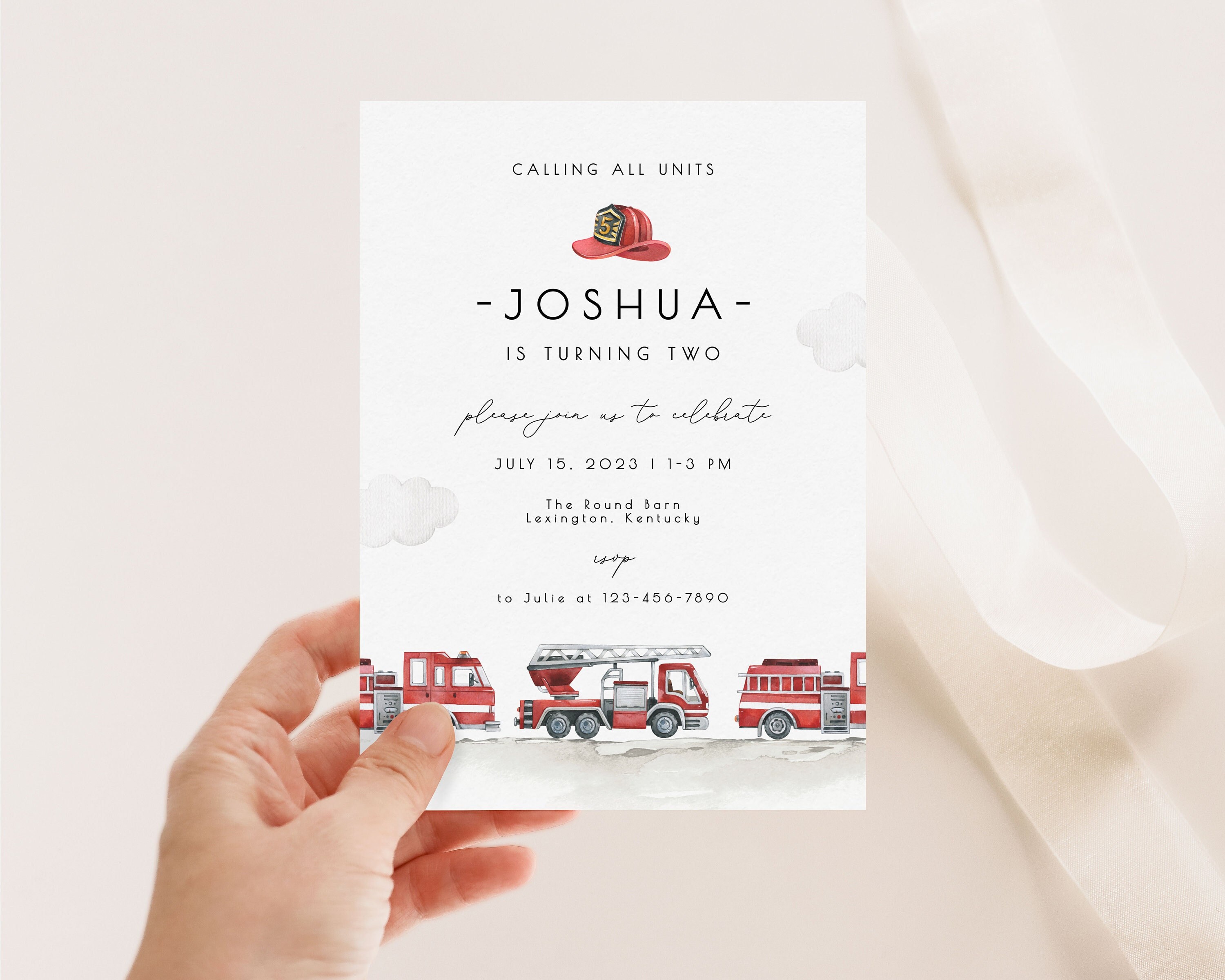 Fire Engine Invite, Fire Truck Invitation, Fire Station Invitation ...