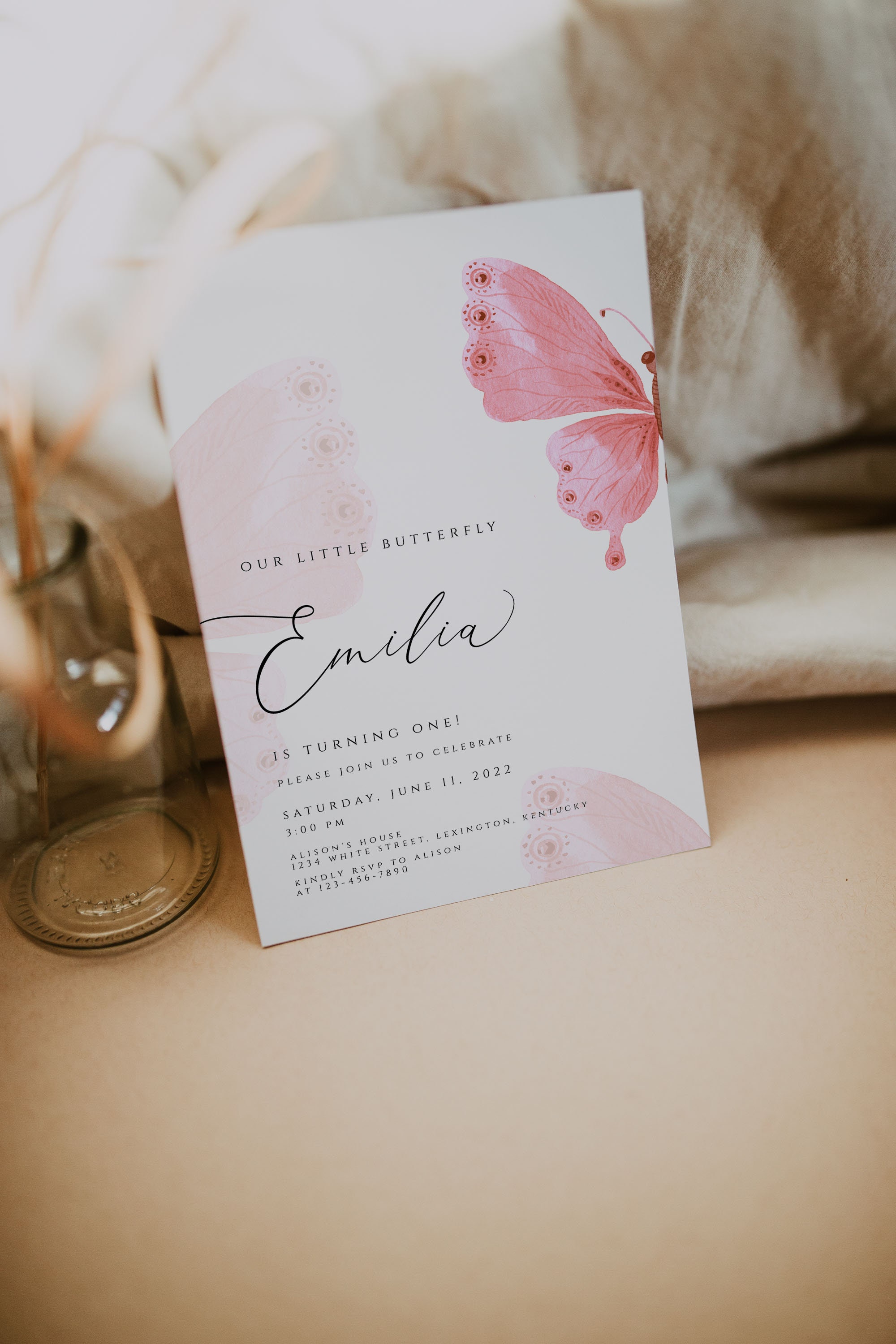 Editable Butterfly Birthday Welcome Sign, Butterfly Purple Floral ...