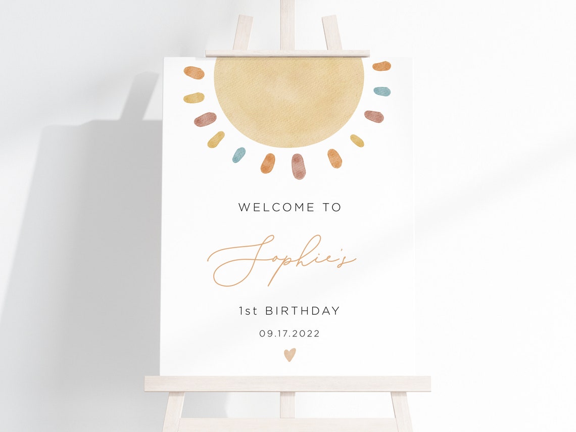 Sunshine Welcome Sign Boho Sunshine Birthday Welcome Sign - Etsy