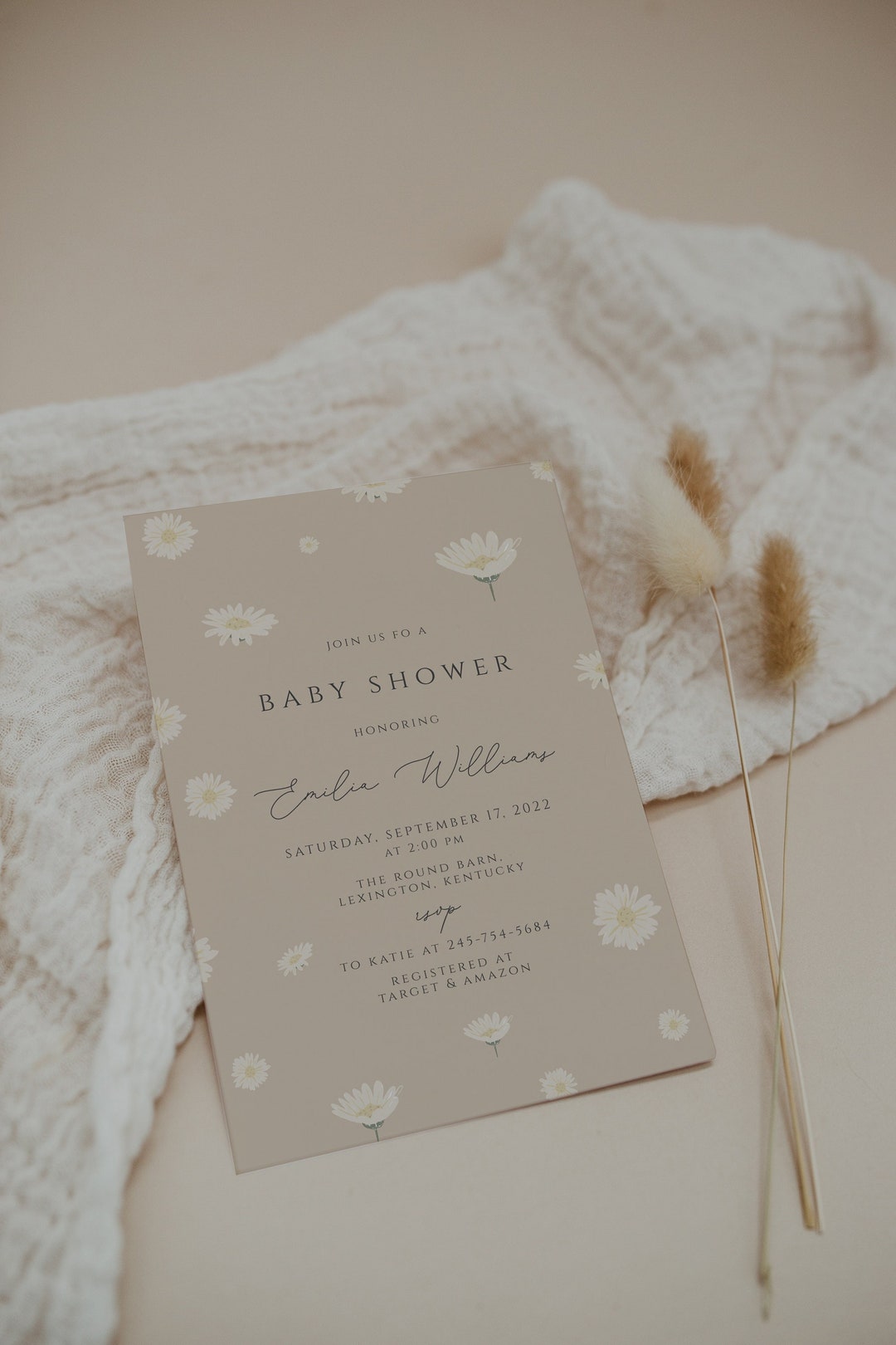 Daisy Baby Shower Invitation Template, Editable Baby Shower Invite ...