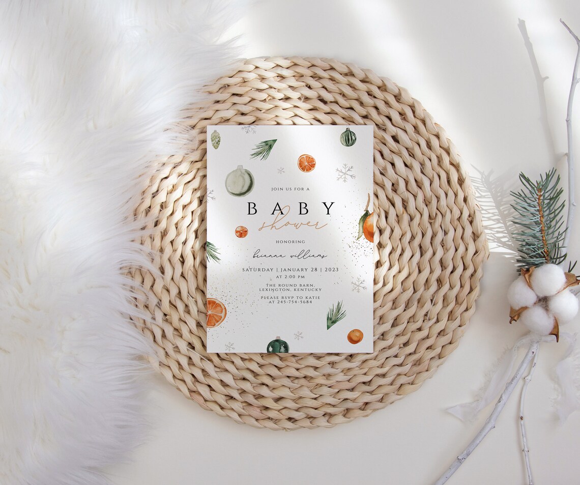 Winter Baby Shower Invitation Citrus Baby Shower Invitation - Etsy