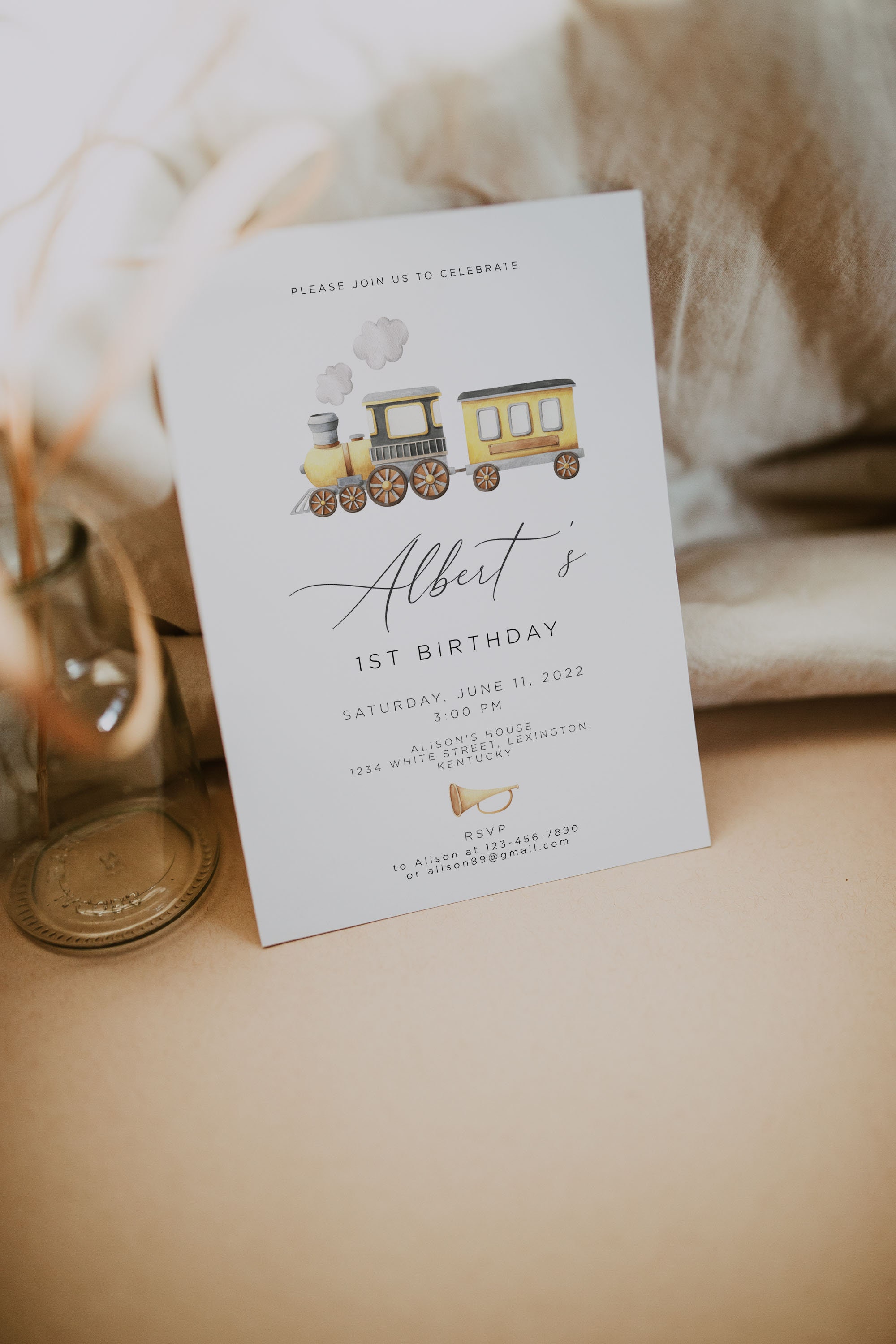 Train Birthday Invitation Train First Birthday Invitation - Etsy