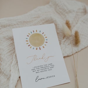 Sunshine Thank You Card Template, Thank You Card With Photo, Editable ...