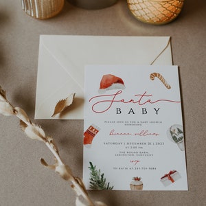 Santa Baby Shower Invitation, Winter Baby Shower Invite Template ...