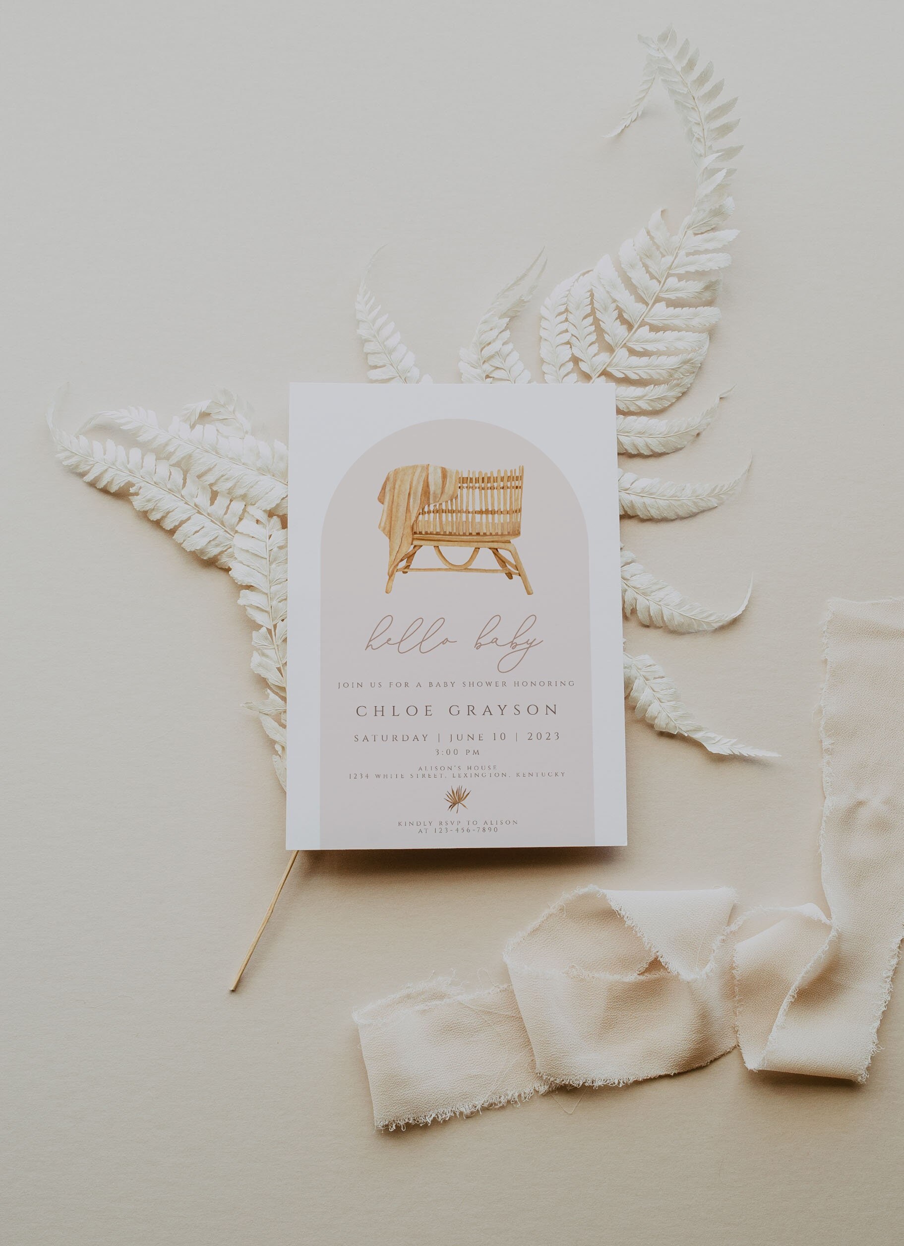 Boho Baby Shower Invitation Template, Gender Neutral Baby Shower Invite ...