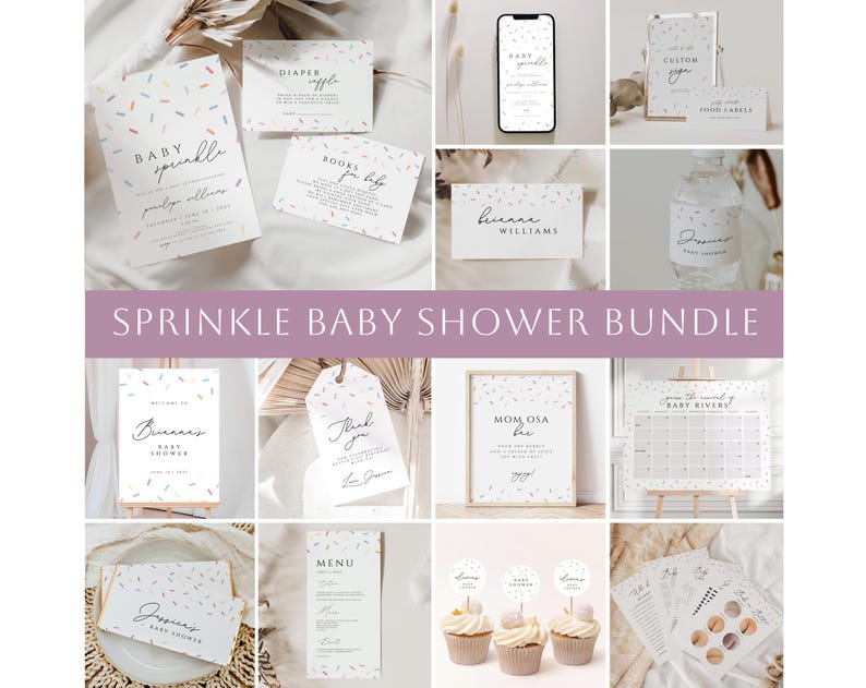 Sprinkle Baby Shower Invitation Bundle, Rainbow Sprinkle Baby Shower ...