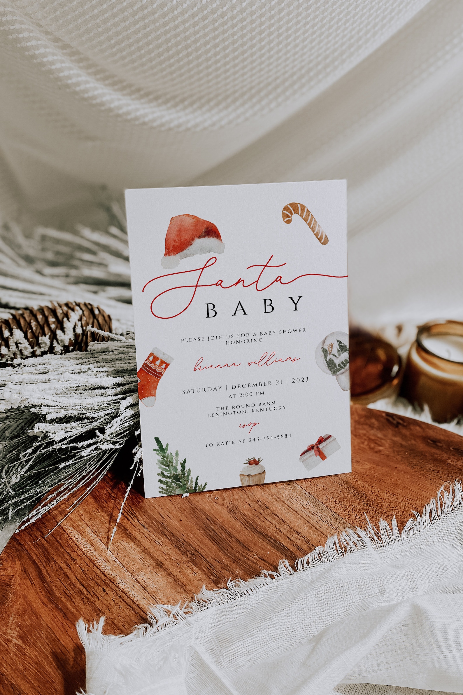 Santa Baby Shower Invitation Winter Baby Shower Invite - Etsy