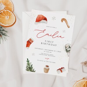 Christmas First Birthday Invitation, Holiday First Birthday Invite ...