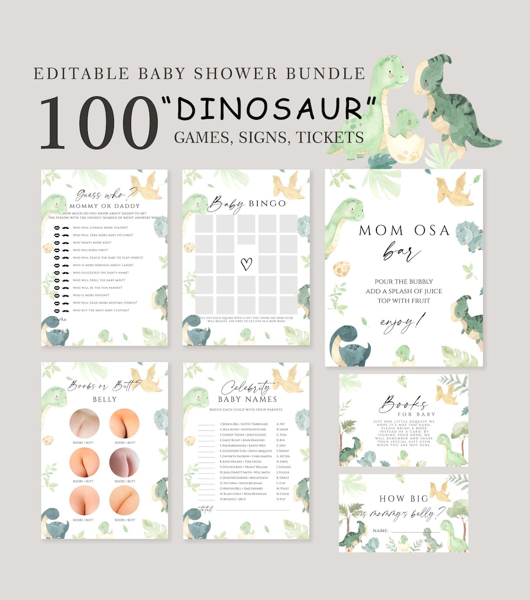 100 Dinosaur Baby Shower Games, Dino Baby Shower Games, Oh Boy Dinosaur ...