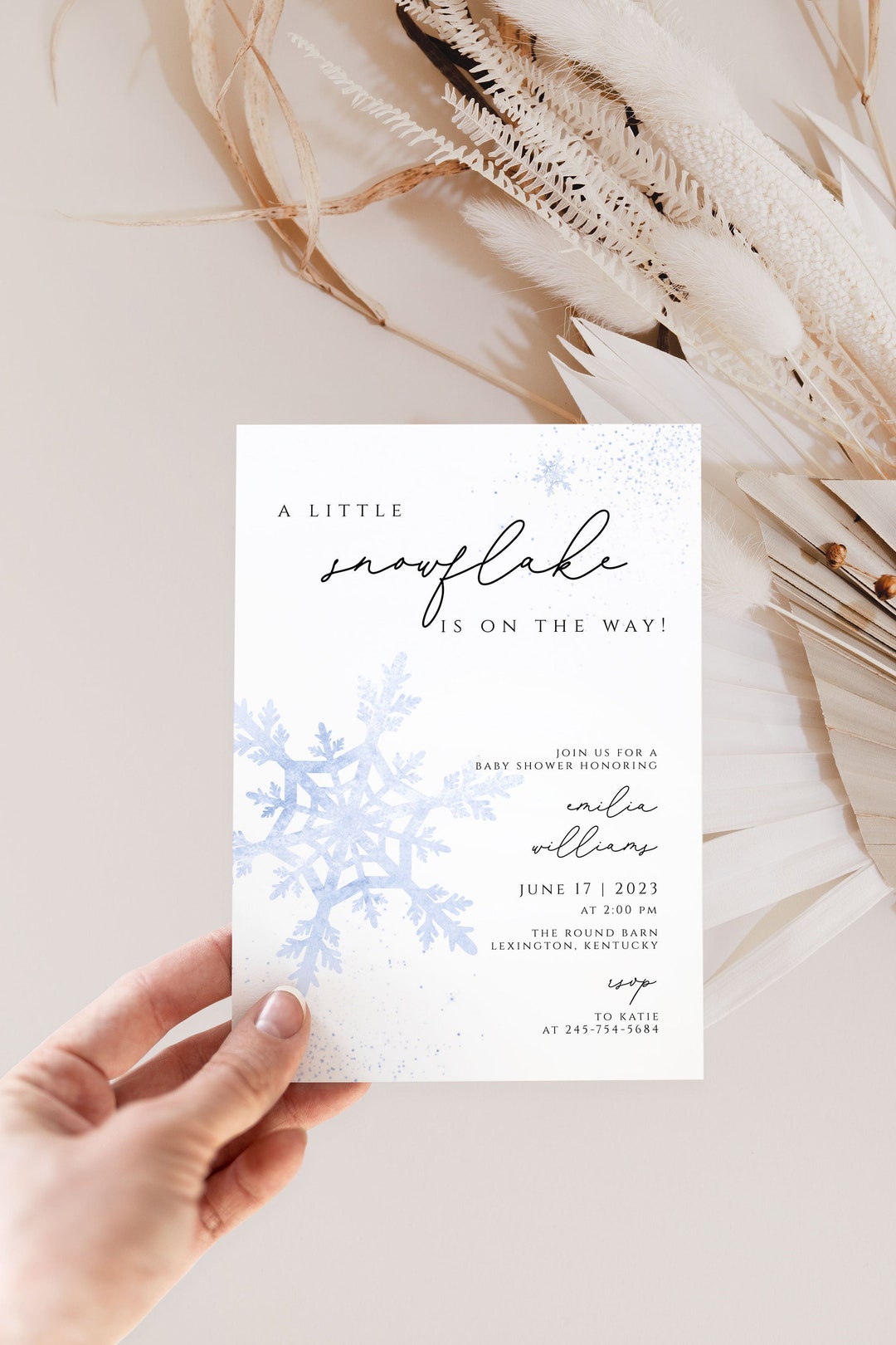 Snowflake Boy Baby Shower Invitation, Winter Baby Shower Boy Invite ...