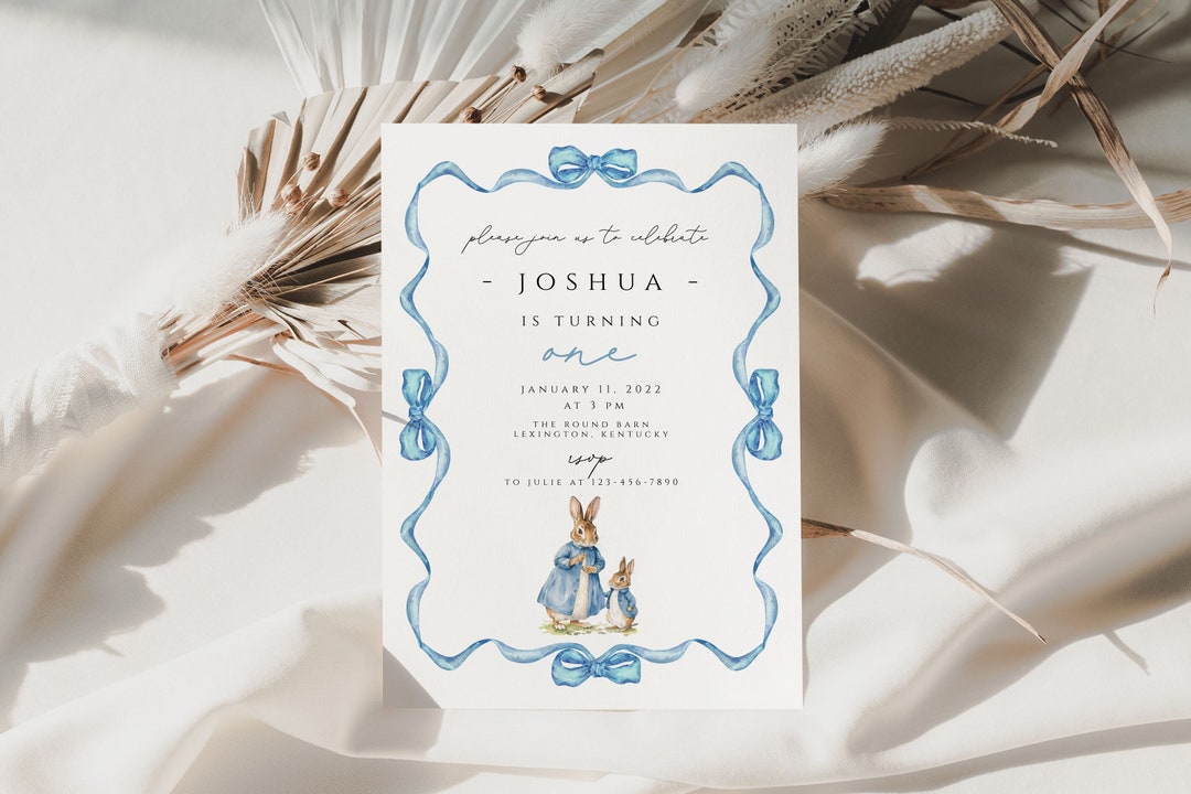 Peter Rabbit First Birthday Invitation, Peter Rabbit 1st Birthday ...