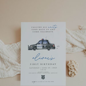 Police Birthday Party Invitation, Minimalist Officer Policeman Birthday ...