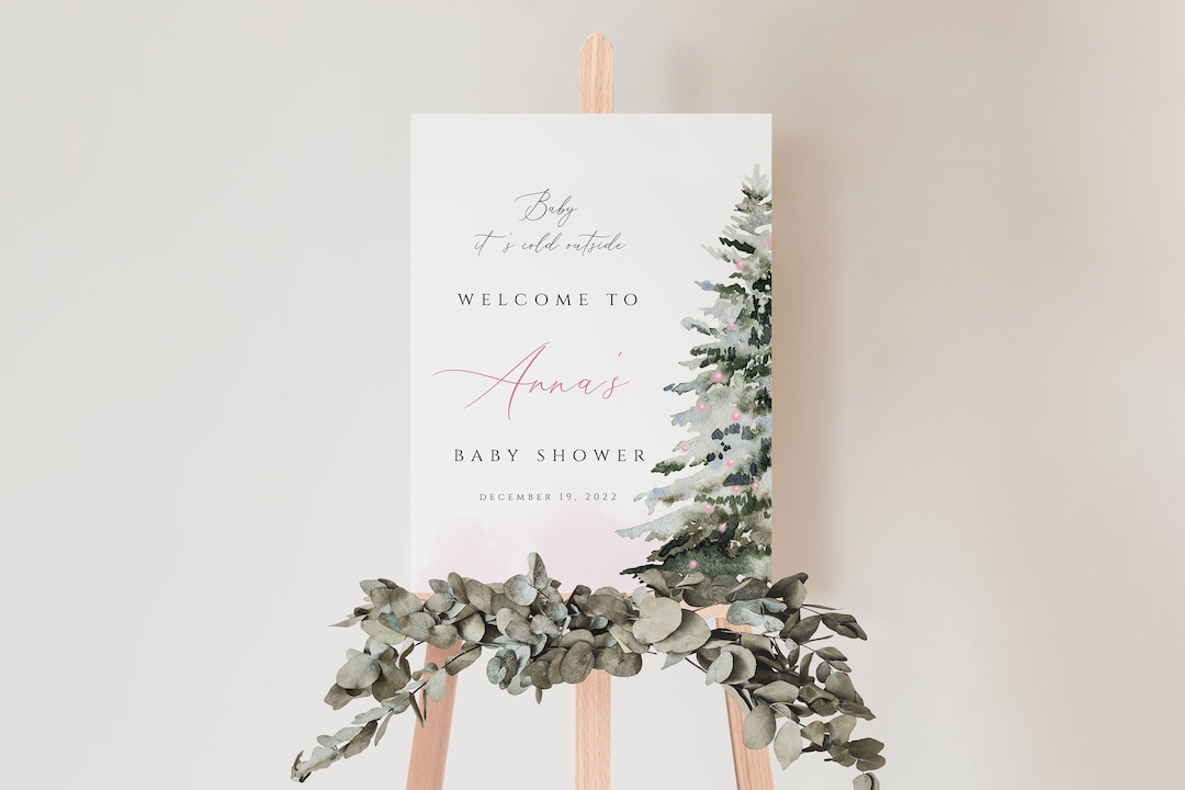 Winter Baby Shower Sign, Welcome Sign Baby Shower, Winter Wonderland ...