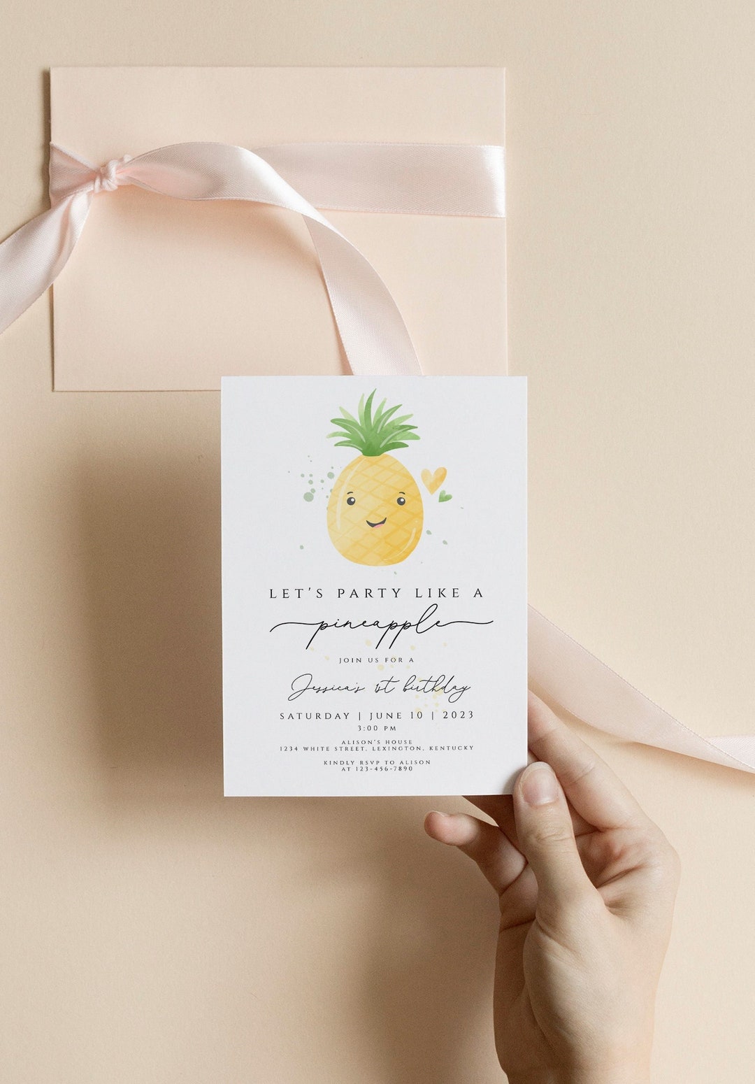Editable Pineapple Birthday Invitation Template, Lets Party Like a ...
