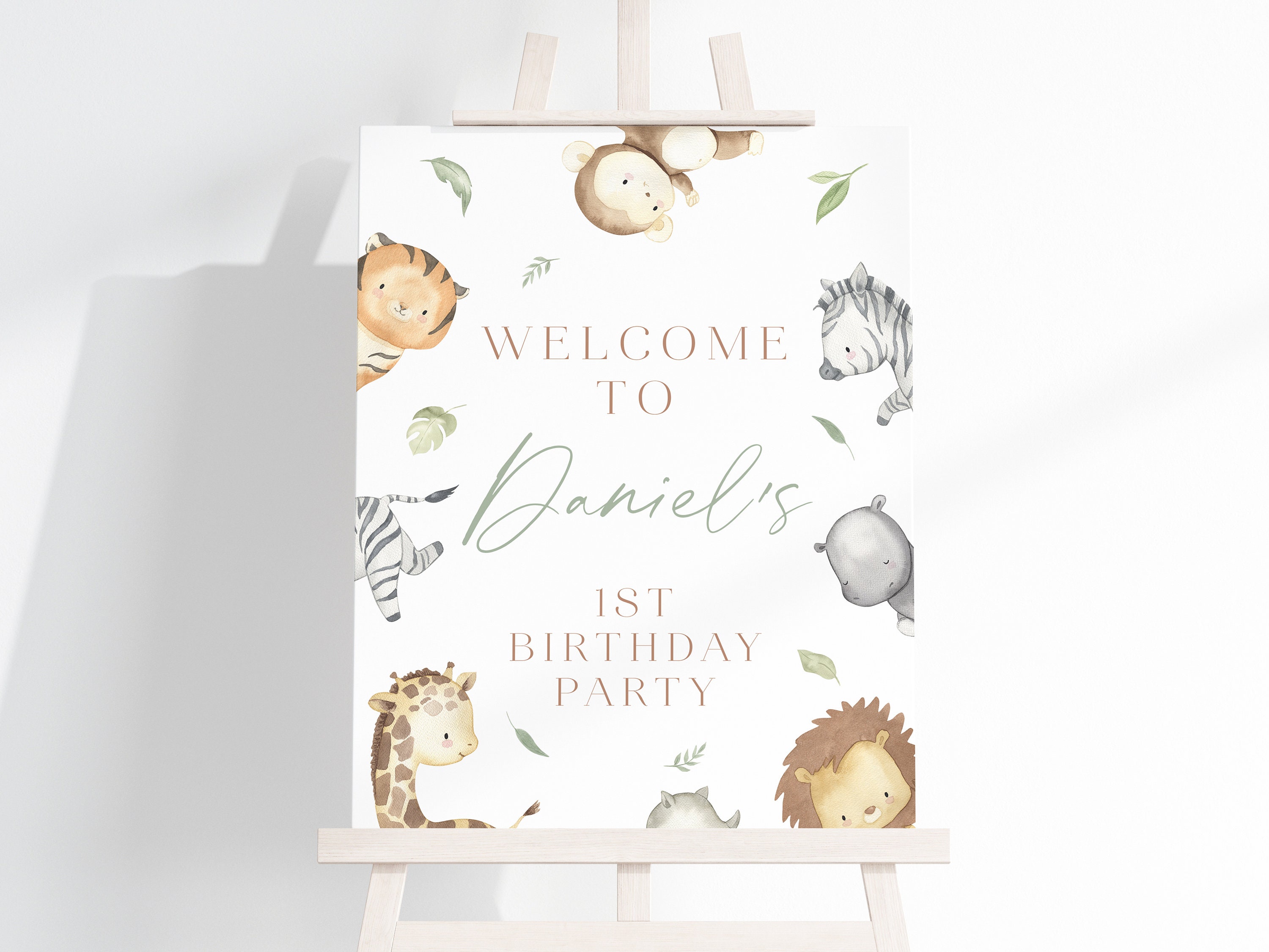 Safari Welcome Sign, EDITABLE Wild One Birthday Welcome Sign, Safari ...