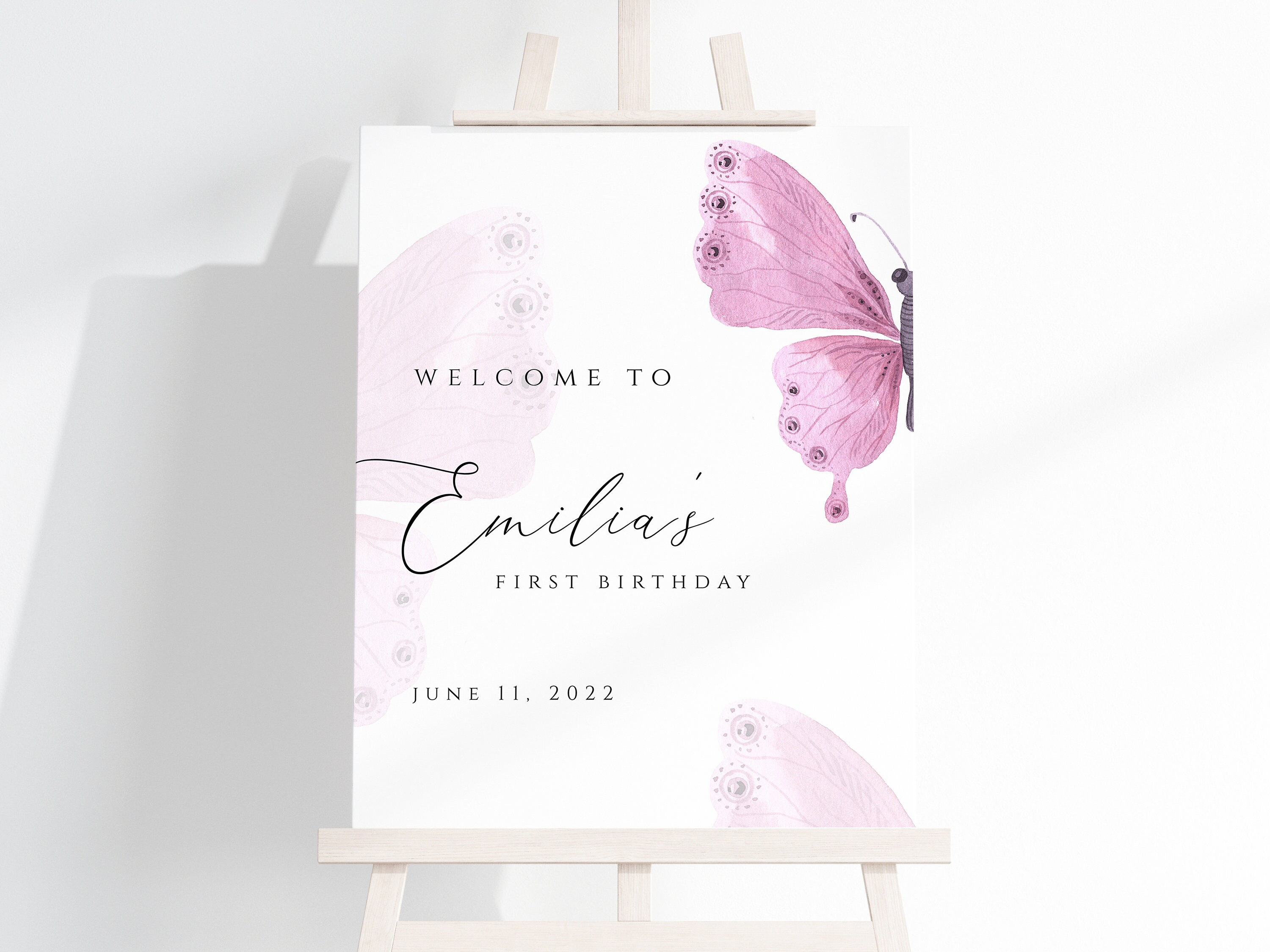 Editable Butterfly Birthday Welcome Sign Butterfly Purple - Etsy