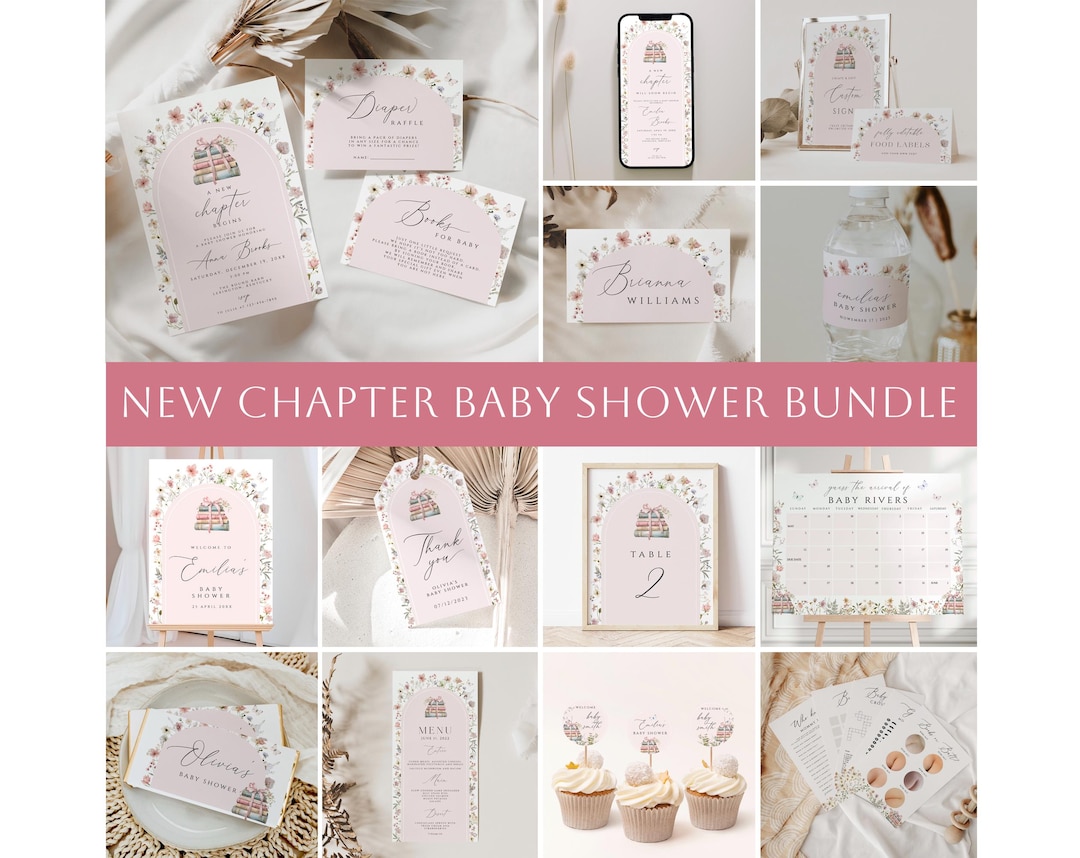 Storybook Girl Baby Shower Bundle, A New Chapter Begins Pink Baby ...