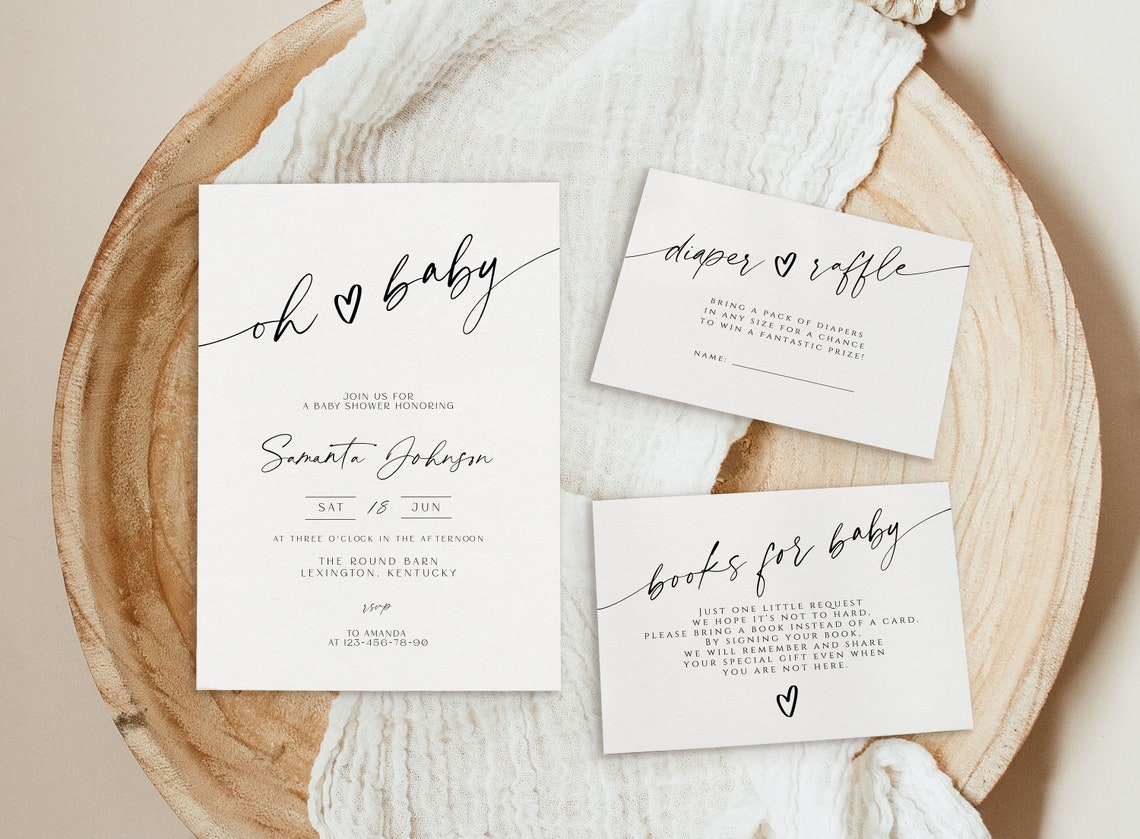 Minimalist Baby Shower Invitation Bundle Simple Baby Shower - Etsy