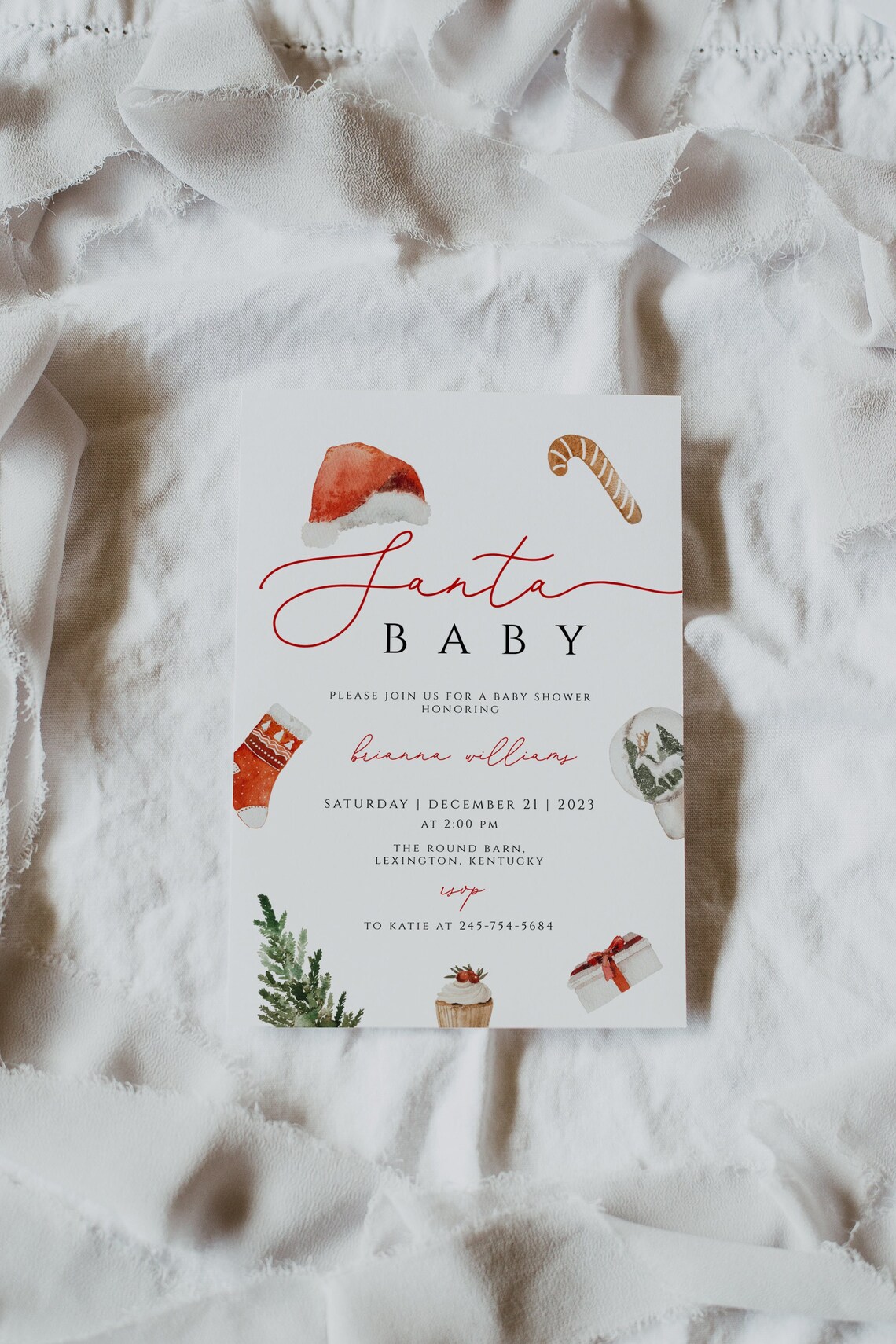 Santa Baby Shower Invitation Winter Baby Shower Invite - Etsy