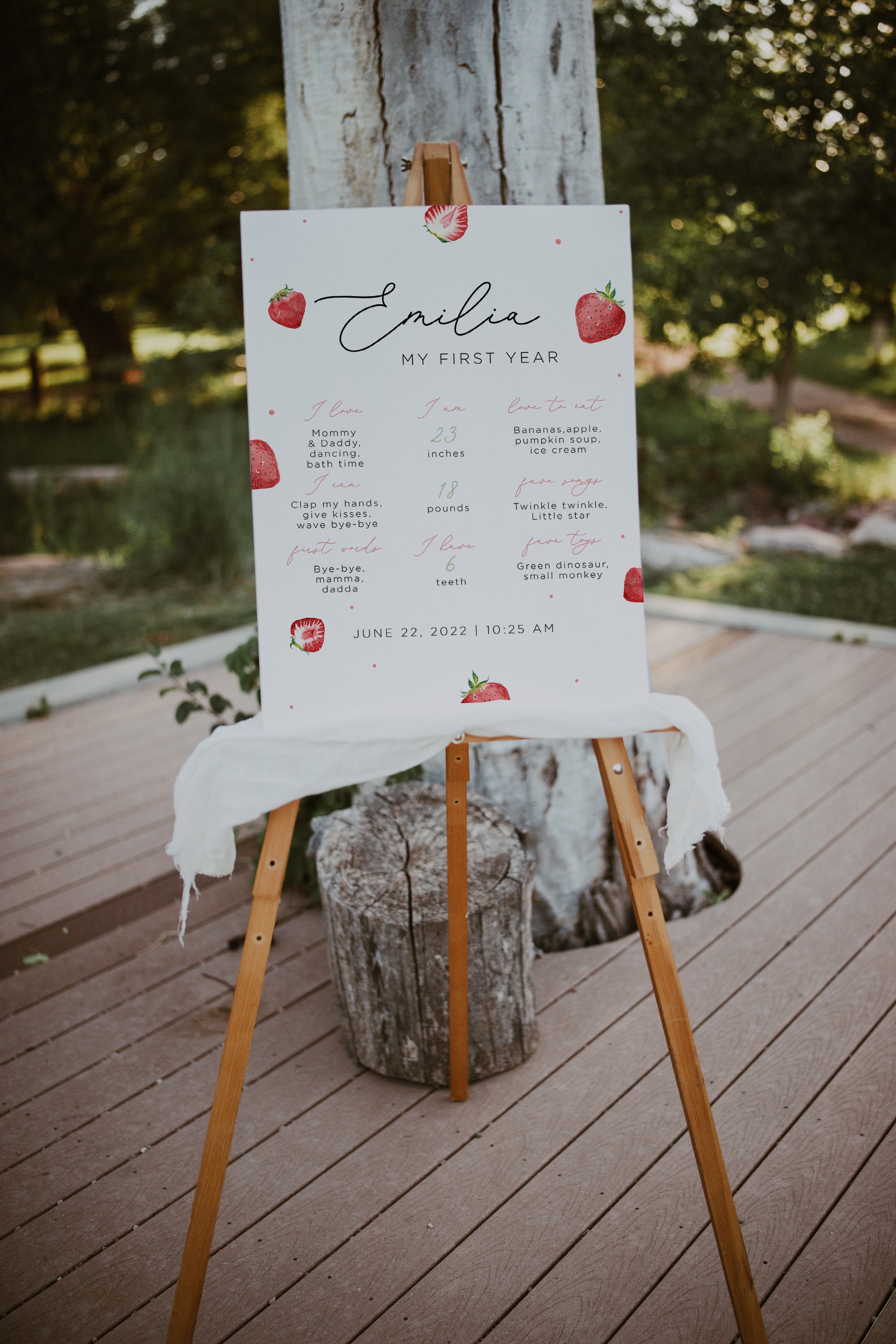 Editable Strawberry Birthday Milestone Poster, Strawberry Birthday ...