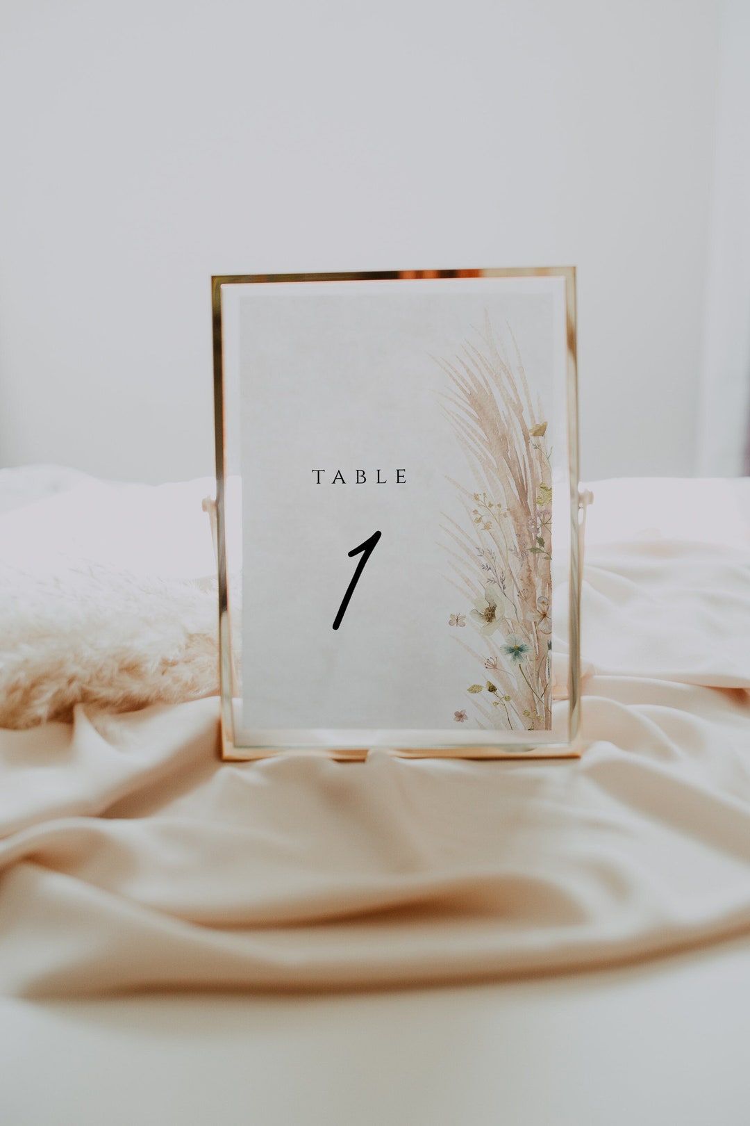 Baby Shower Table Numbers, Editable Template, Pampas Grass, Instant ...