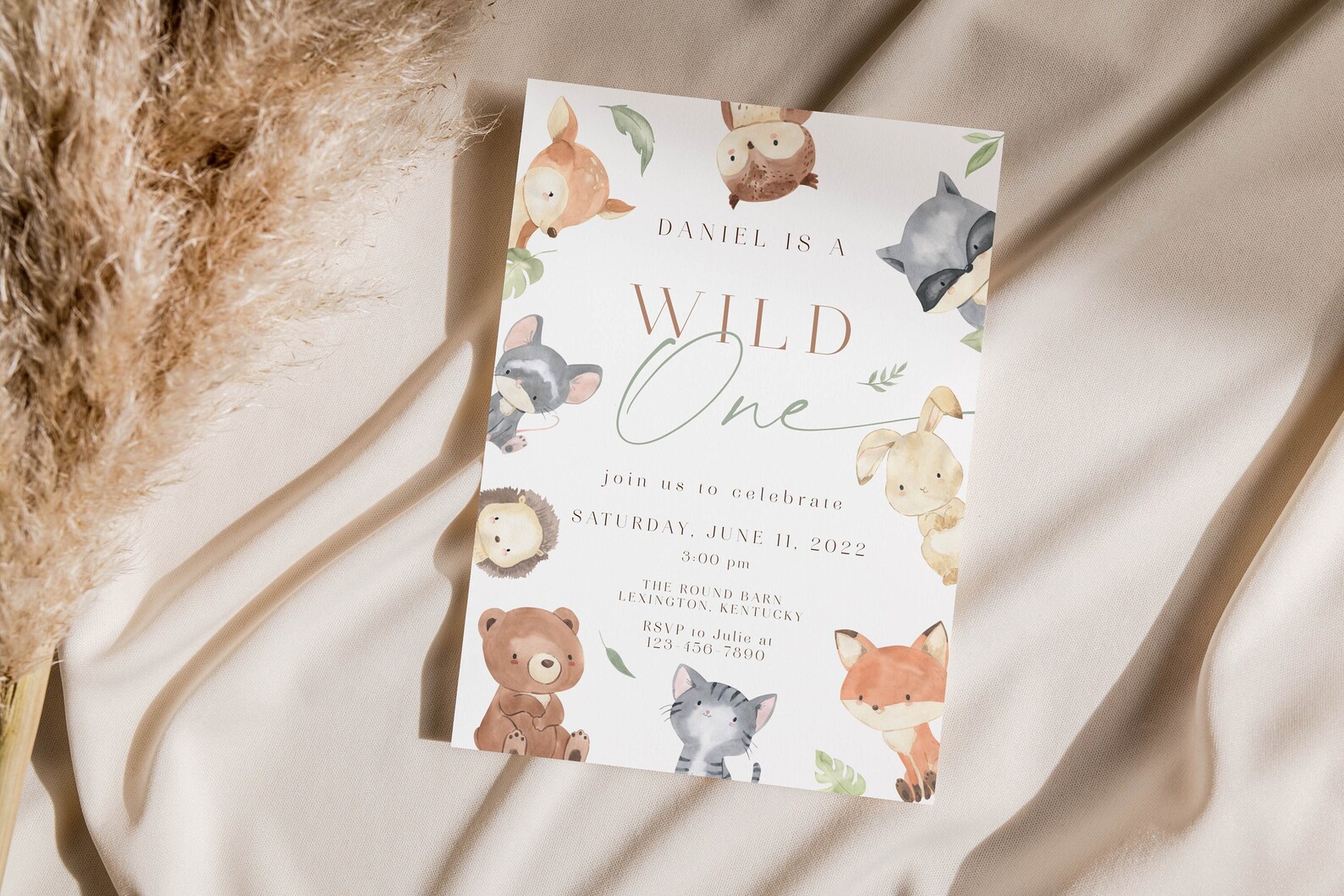 Woodland First Birthday Invitation Wild One Invitation 1st - Etsy