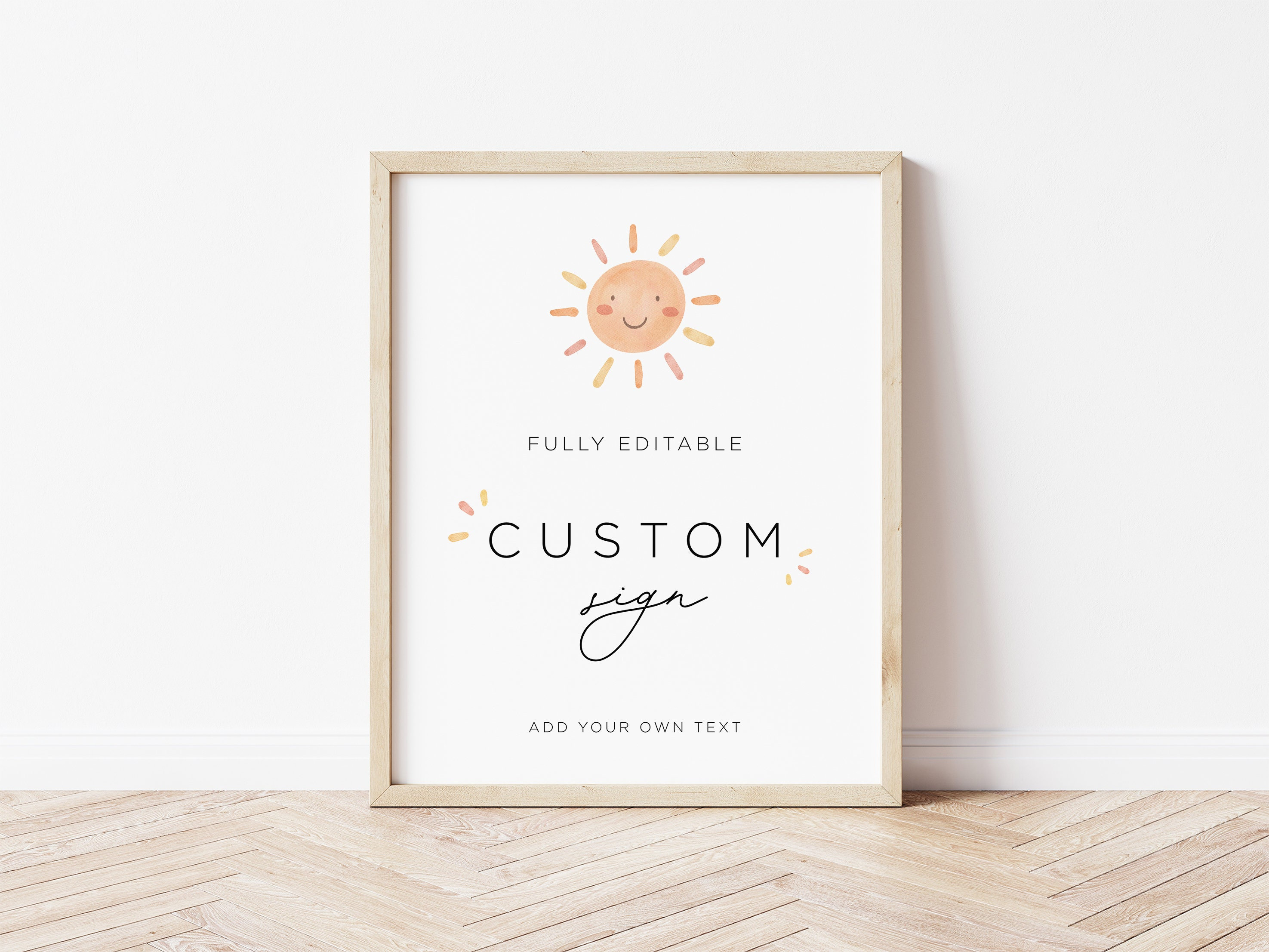 Sunshine Editable Custom Sign, Custom 8x10 Sign, Boho Sun Birthday Sign ...