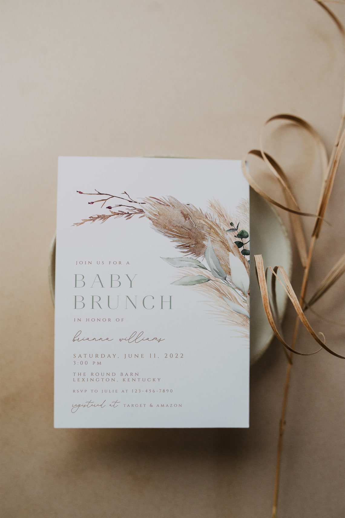 Boho Baby Brunch Invitation Template Boho Greenery Baby Shower Brunch ...