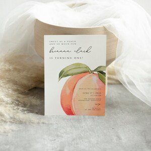 Peach Birthday Invitations, editable Peach Birthday Invitation, sweet ...