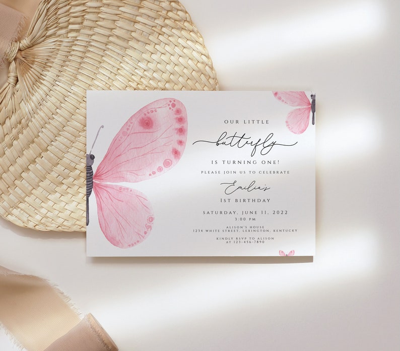 Butterfly Birthday Invitation Butterfly 1st Birthday Invite - Etsy