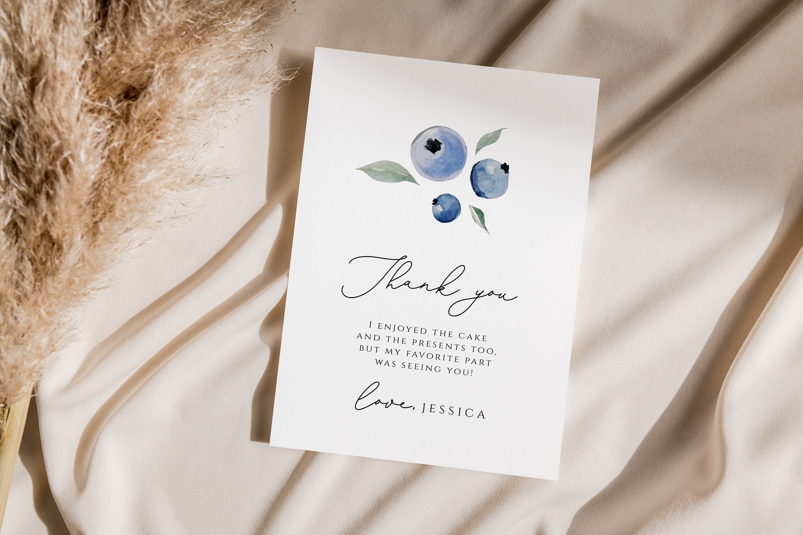 Blueberry Birthday Thank You Card Birthday Thank You Card - Etsy