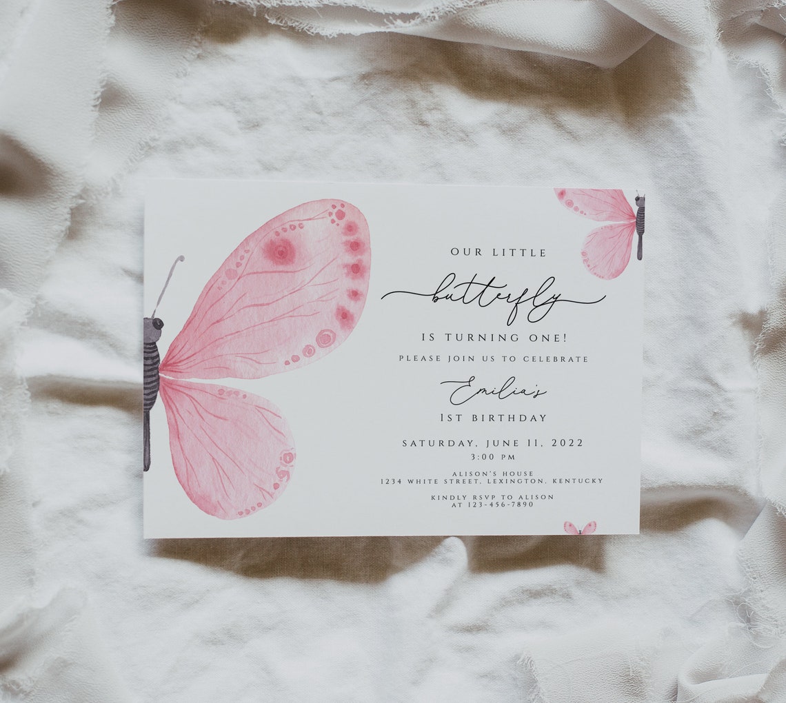Butterfly Birthday Invitation Butterfly 1st Birthday Invite - Etsy