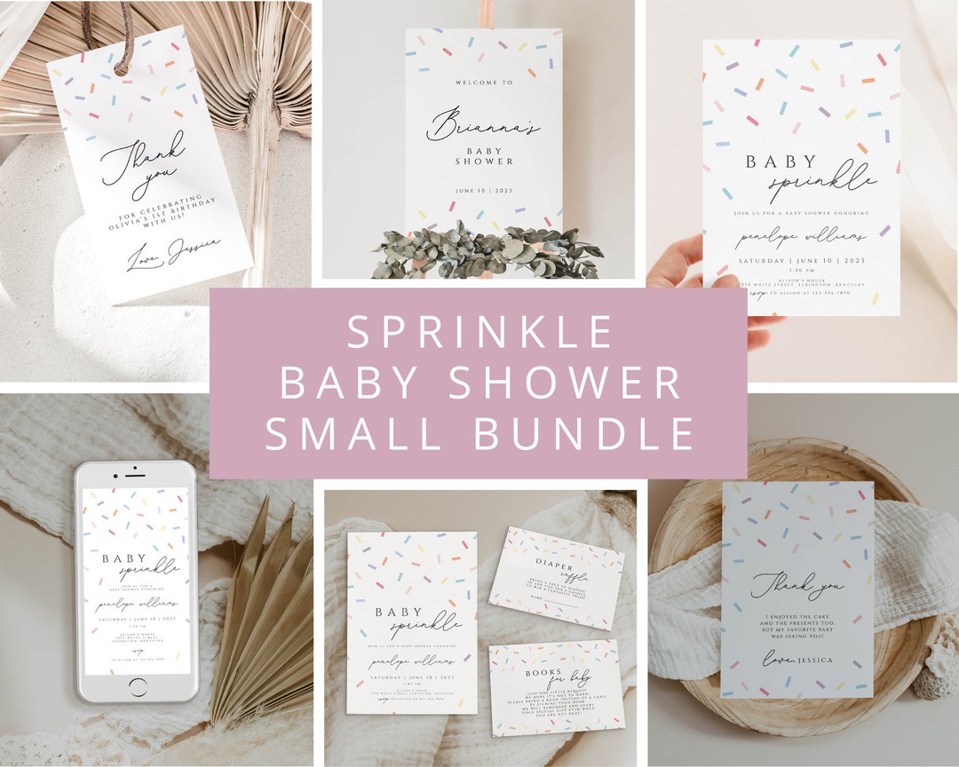 Sprinkle Baby Shower Invitation Bundle, Rainbow Sprinkle Baby Shower ...