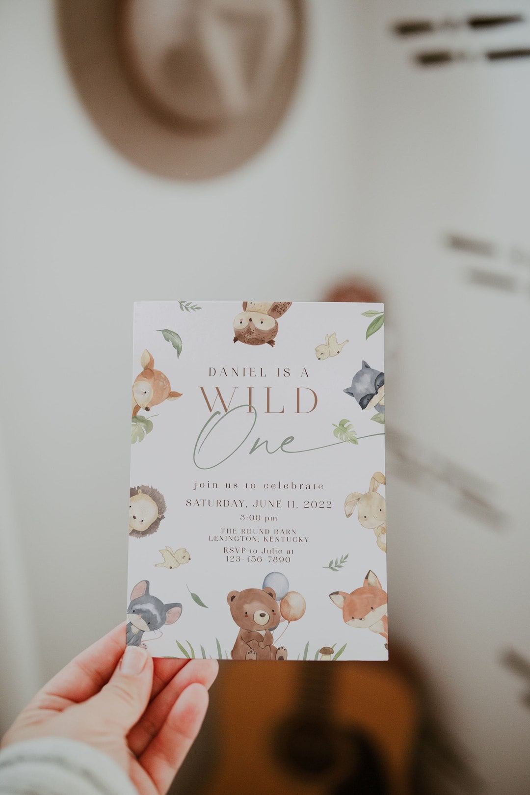 Woodland First Birthday Invitation, Wild One Invitation, 1st Birthday ...