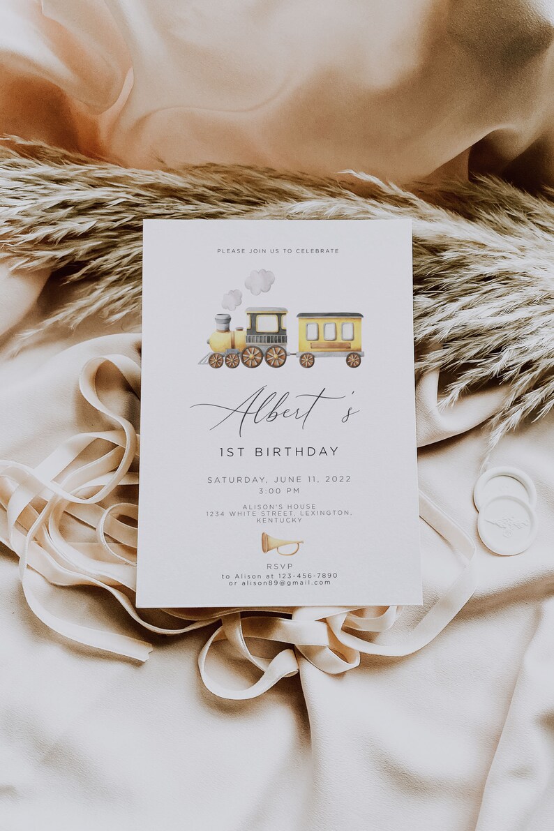 Train Birthday Invitation Train First Birthday Invitation - Etsy