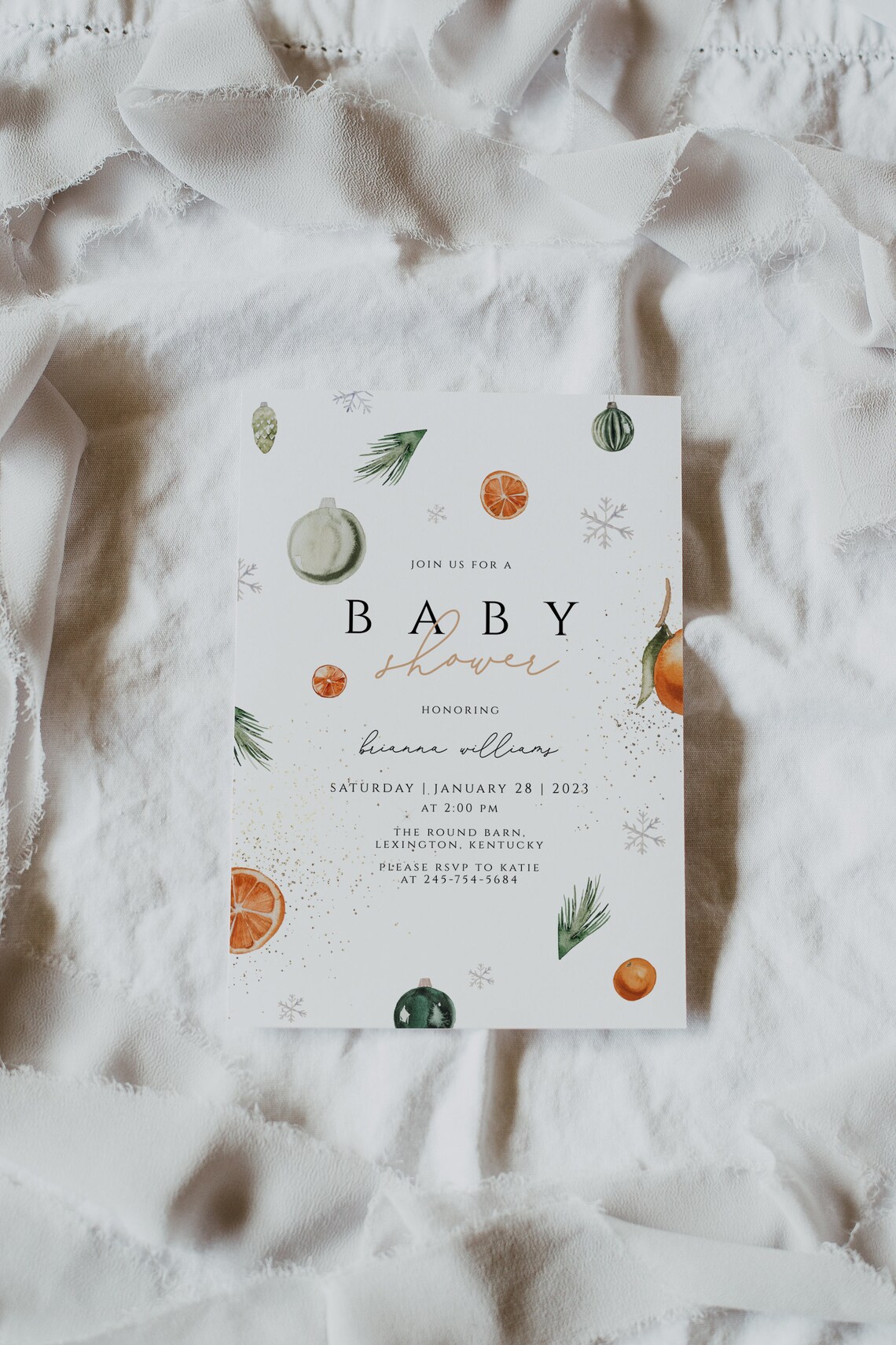 Winter Baby Shower Invitation Citrus Baby Shower Invitation - Etsy