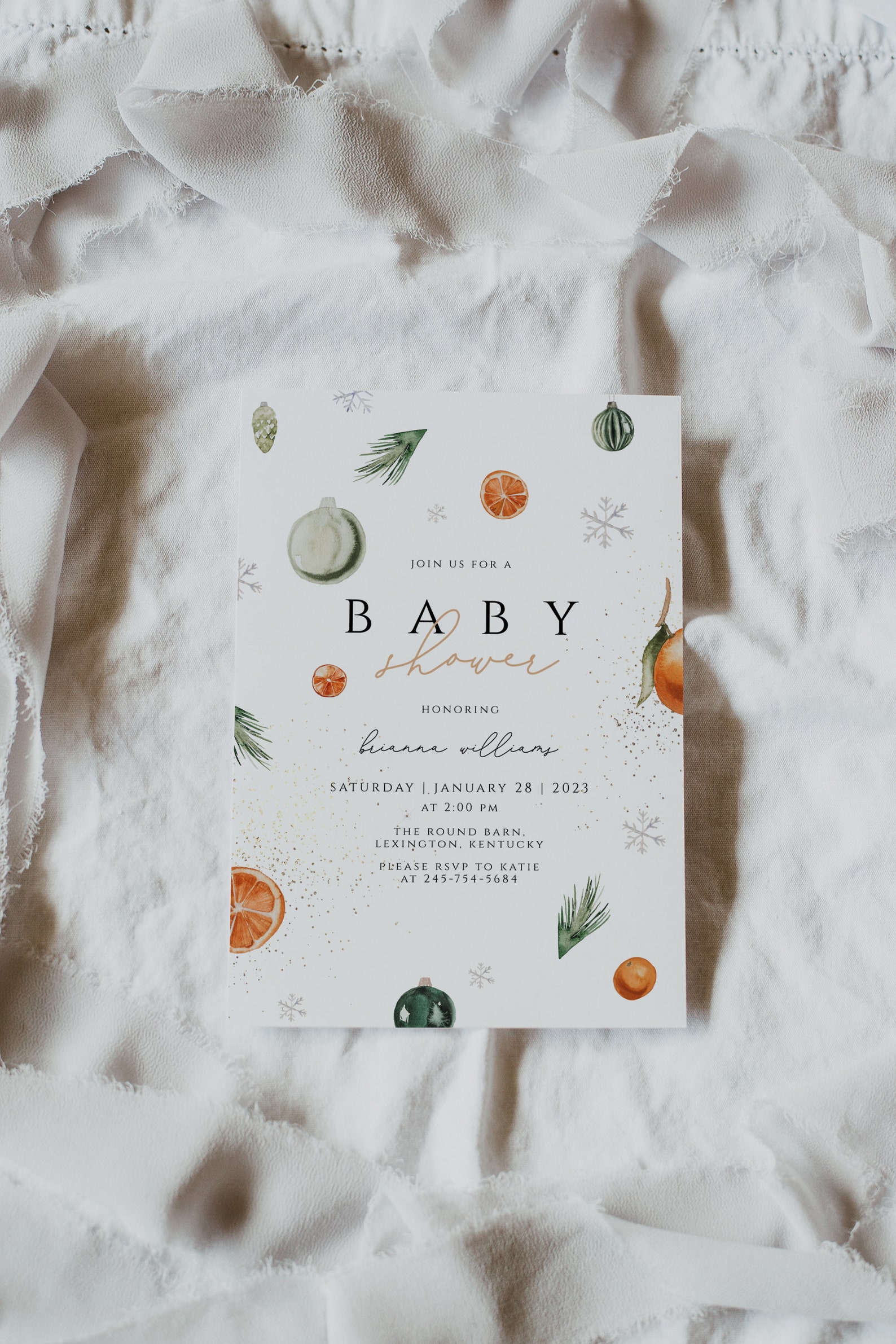 Winter Baby Shower Invitation Citrus Baby Shower Invitation - Etsy