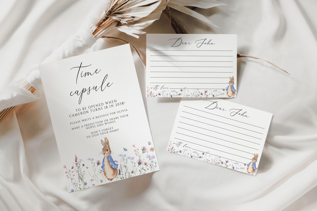 Peter Rabbit Time Capsule Template, Rabbit First Birthday Time Capsule ...