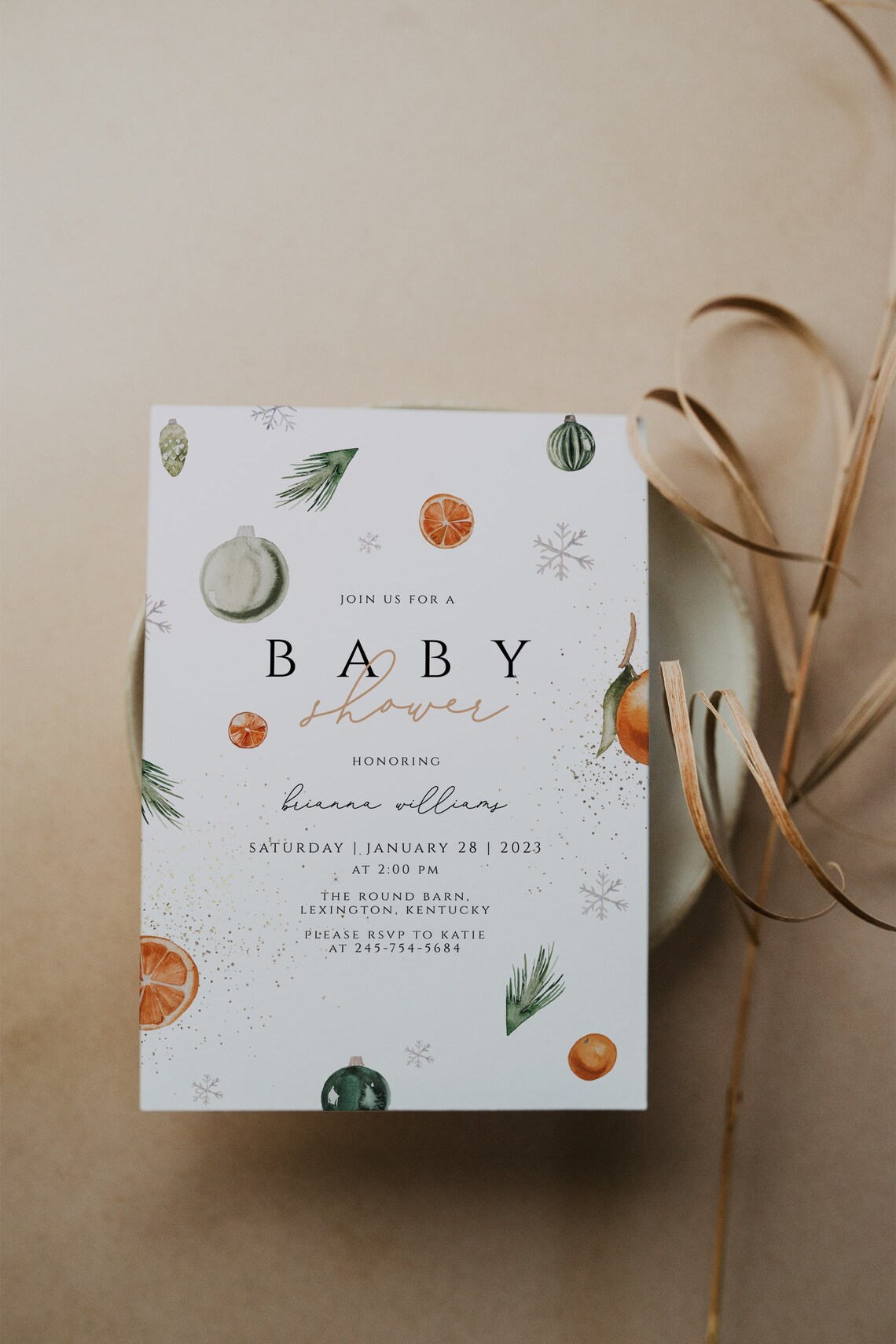 Winter Baby Shower Invitation Citrus Baby Shower Invitation - Etsy