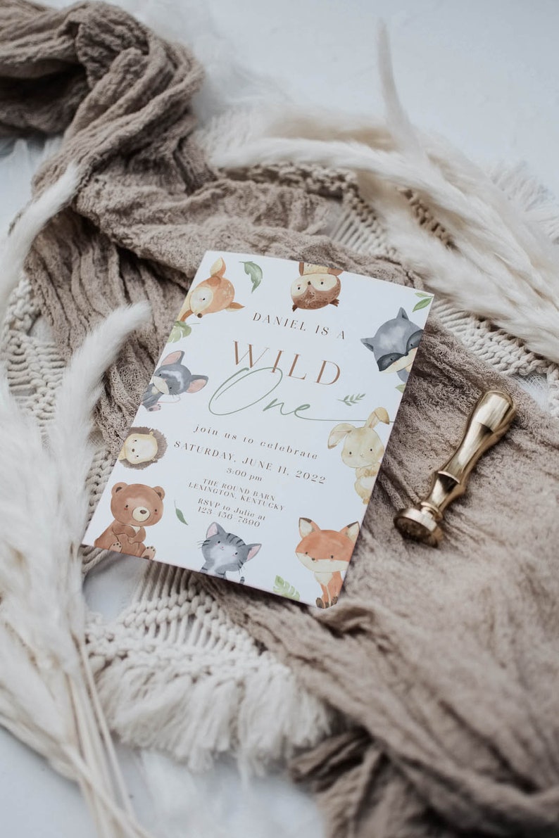 Woodland First Birthday Invitation Wild One Invitation 1st - Etsy