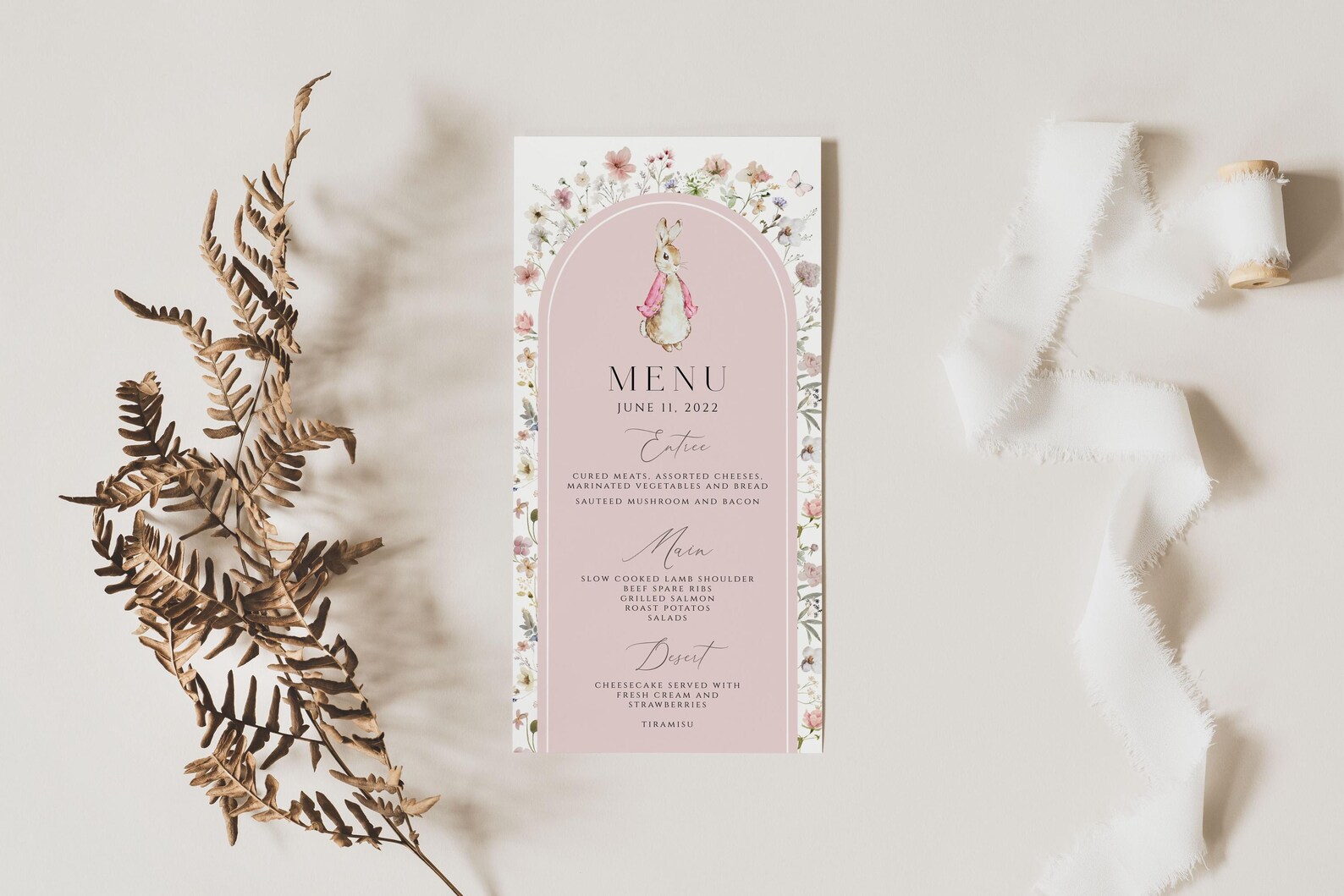 Peter Rabbit Baby Shower Pink Arch Invite Set, A Little Bunny is on the ...