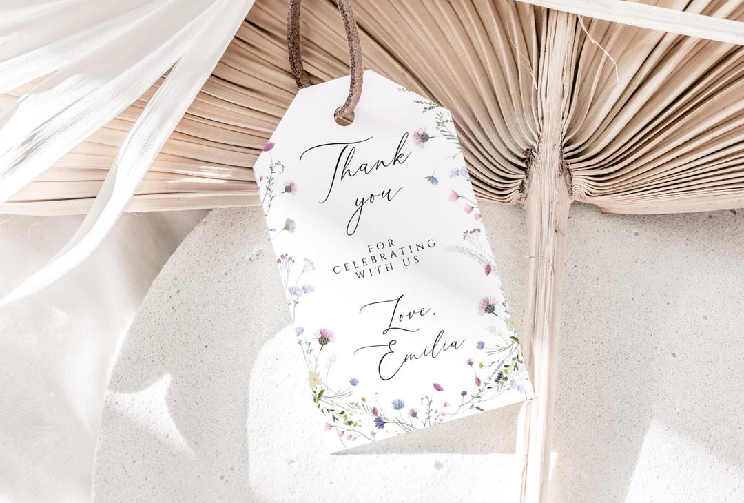 Wildflower Favor Tag Template, Wildflower Bridal Shower Thank You Tag ...