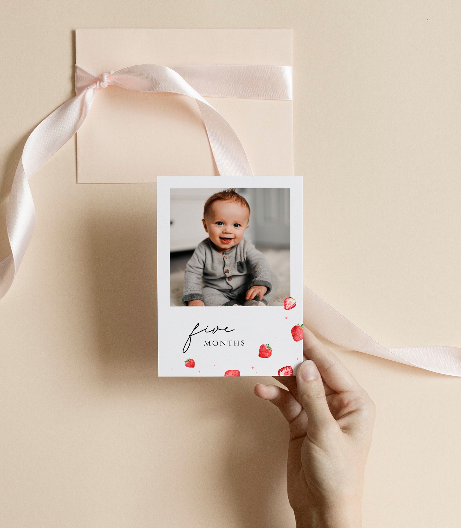 Editable Strawberry Monthly Banner Milestone Photo Cards - Etsy