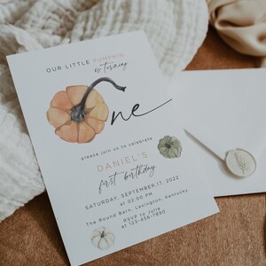 Pumpkin First Birthday Invitation Template, Our Little Pumpkin 1st ...