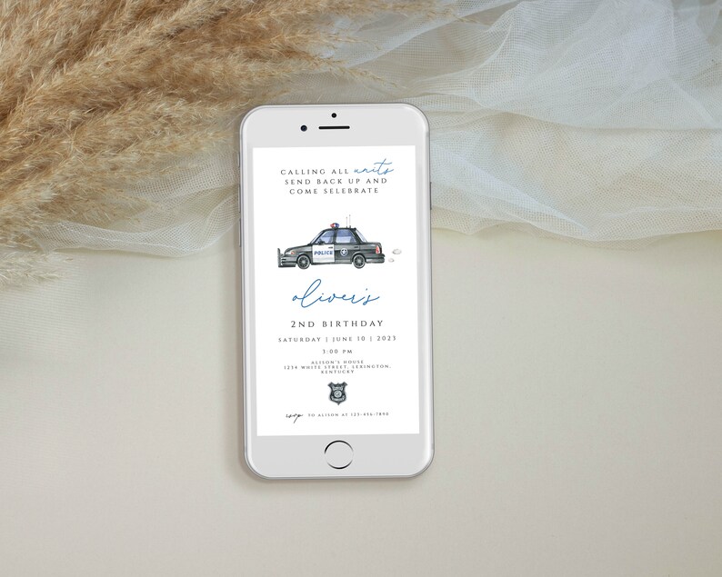 Police Birthday Invitation Police Officer Birthday Digital - Etsy