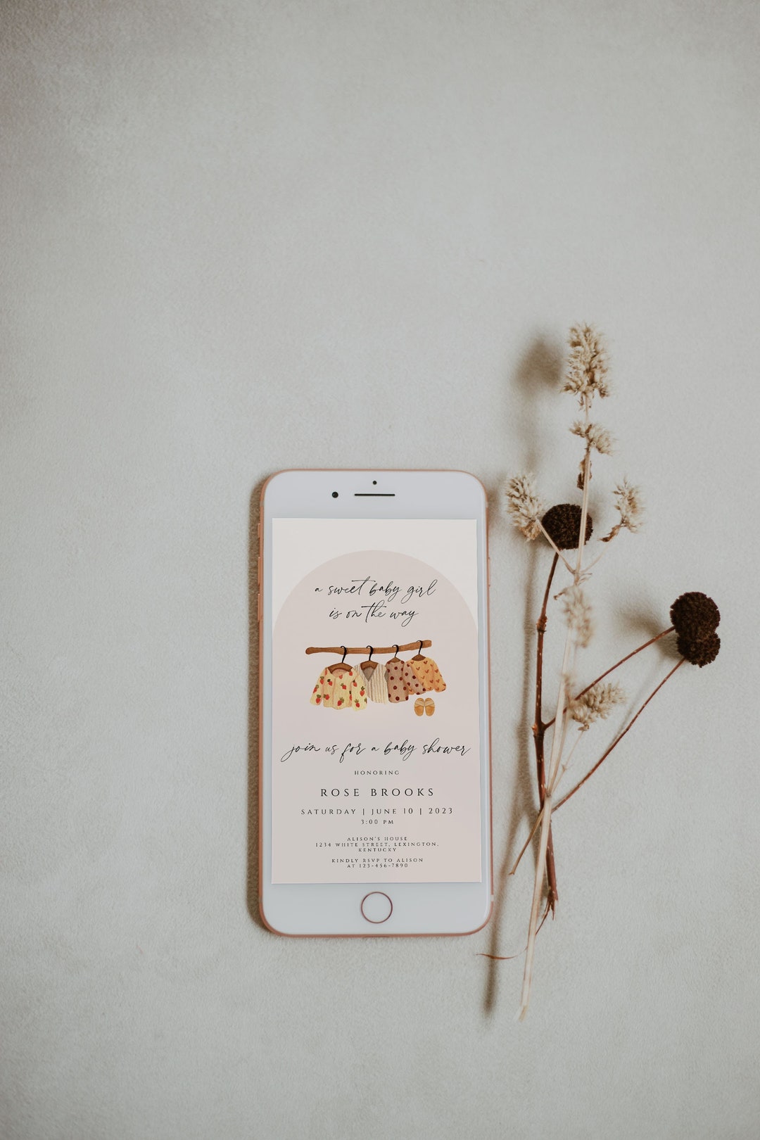 Girl Baby Shower Text Message Invitation Template electronic Invite ...