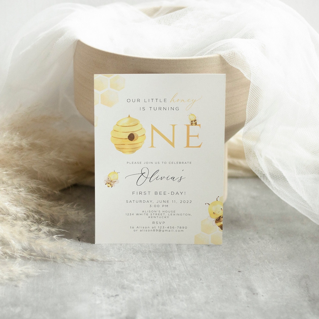First Bee Day Invitation, Bee Birthday Invitation, so Sweet to Bee 1st ...