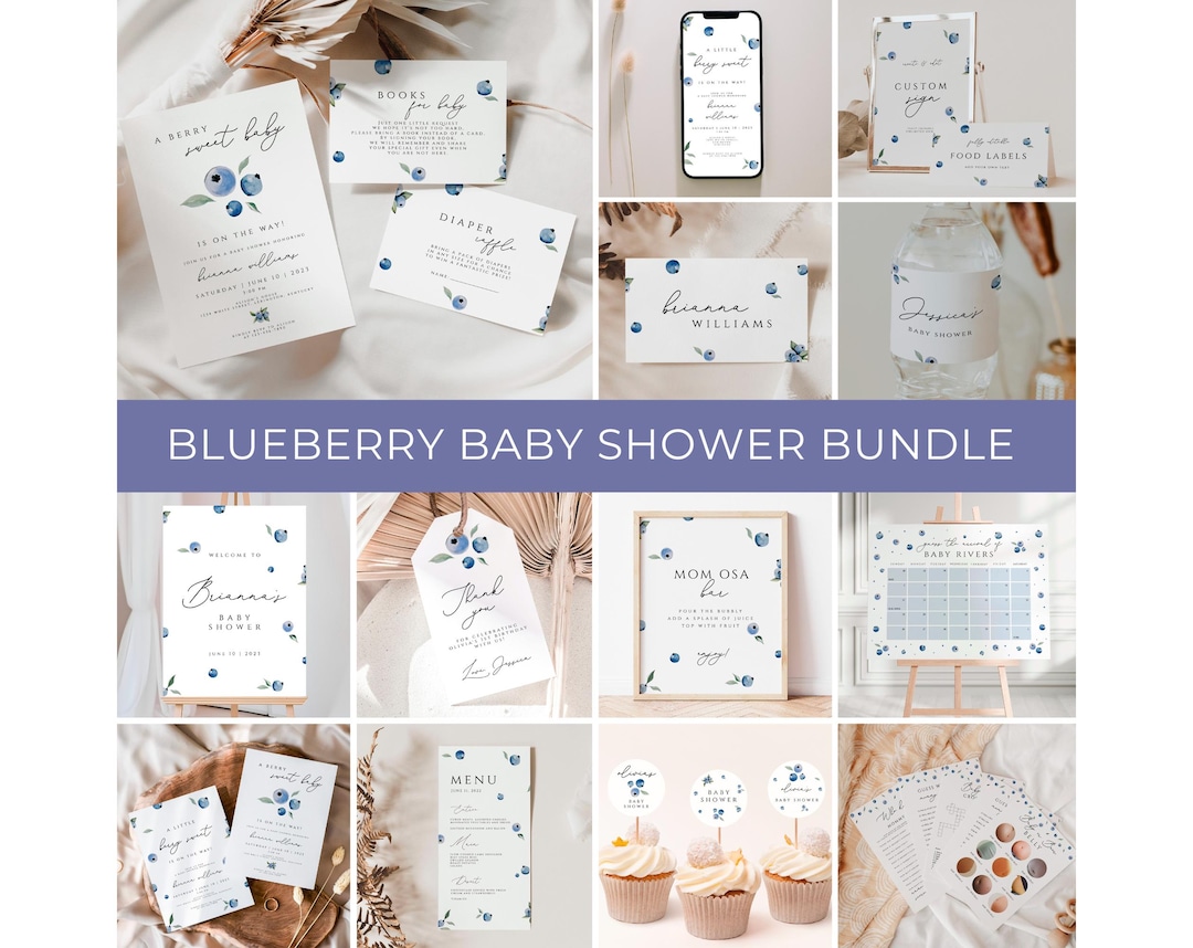 Blueberry Baby Shower Invitation Bundle, sweat Berry Baby Shower ...