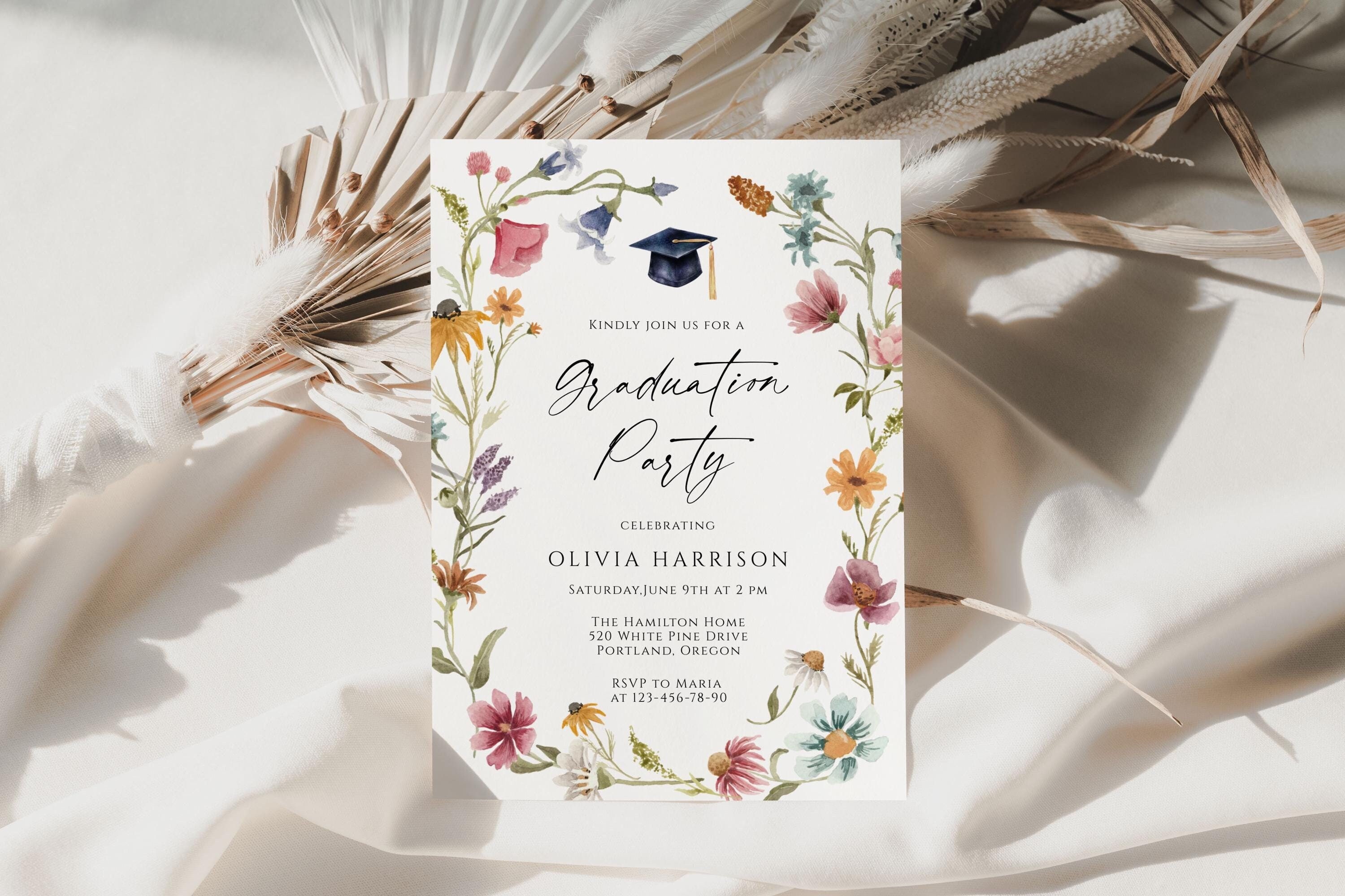 Wildflower Graduation Invitation, Wildflower Graduation Announcement ...