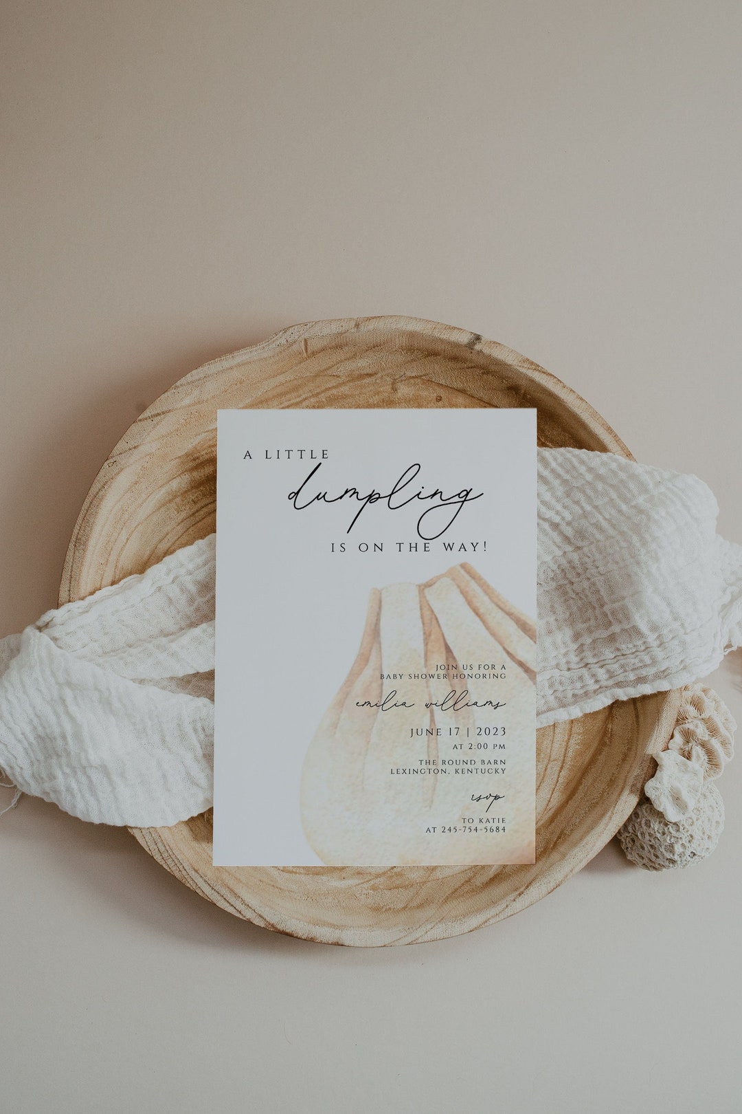 Bao Dumpling Baby Shower Invitation, Dim Sum Baby Shower, Dumpling ...